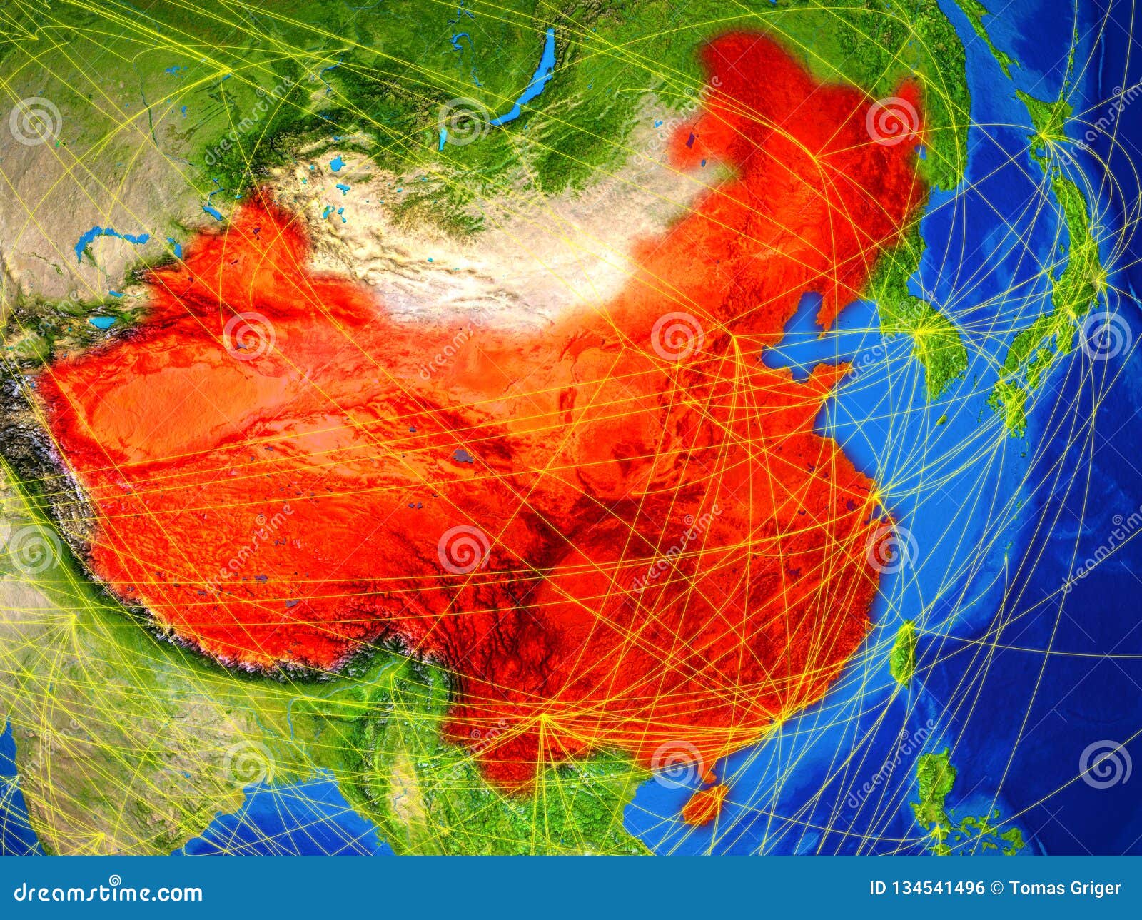 China on Earth with Network Stock Photo - Image of asia, connectivity ...