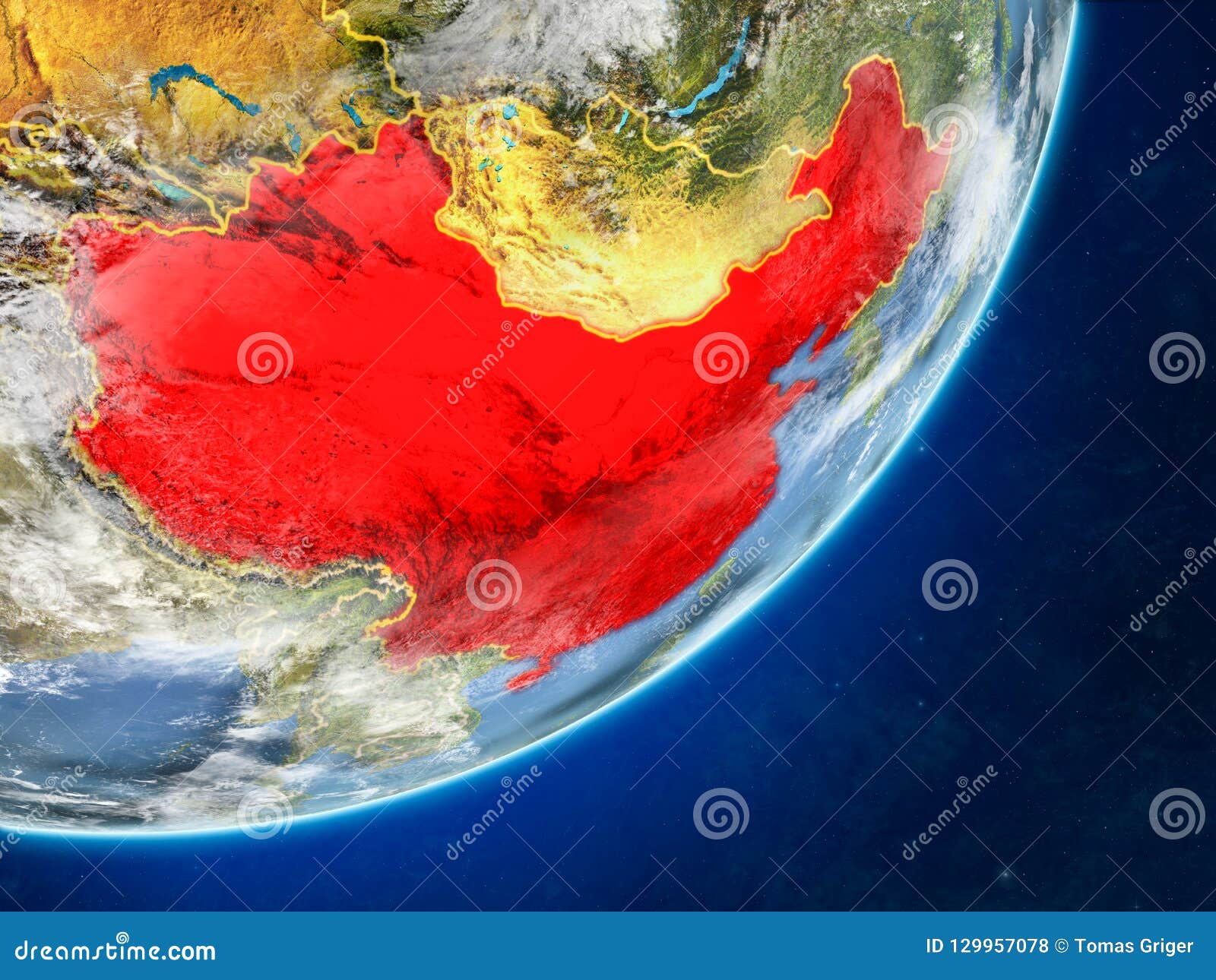 China on Earth from space stock illustration. Illustration of ...
