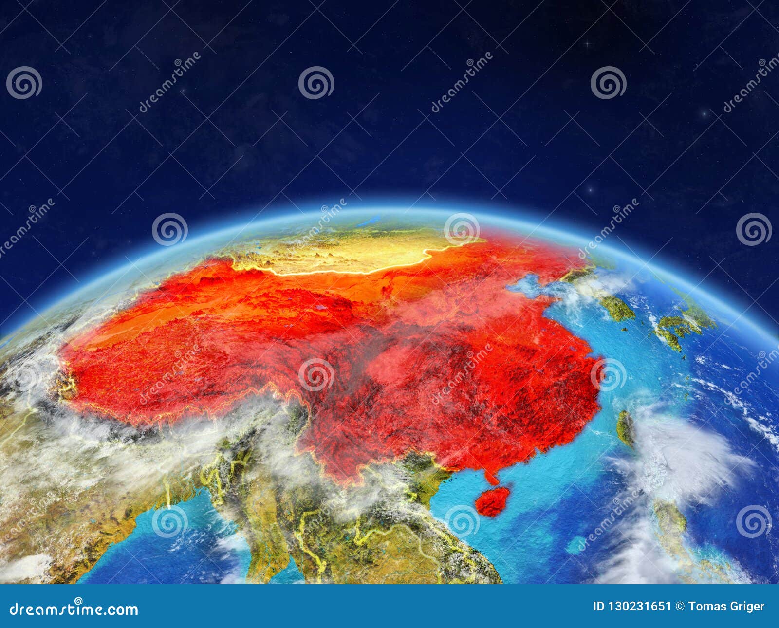 China on Earth from space stock illustration. Illustration of science ...