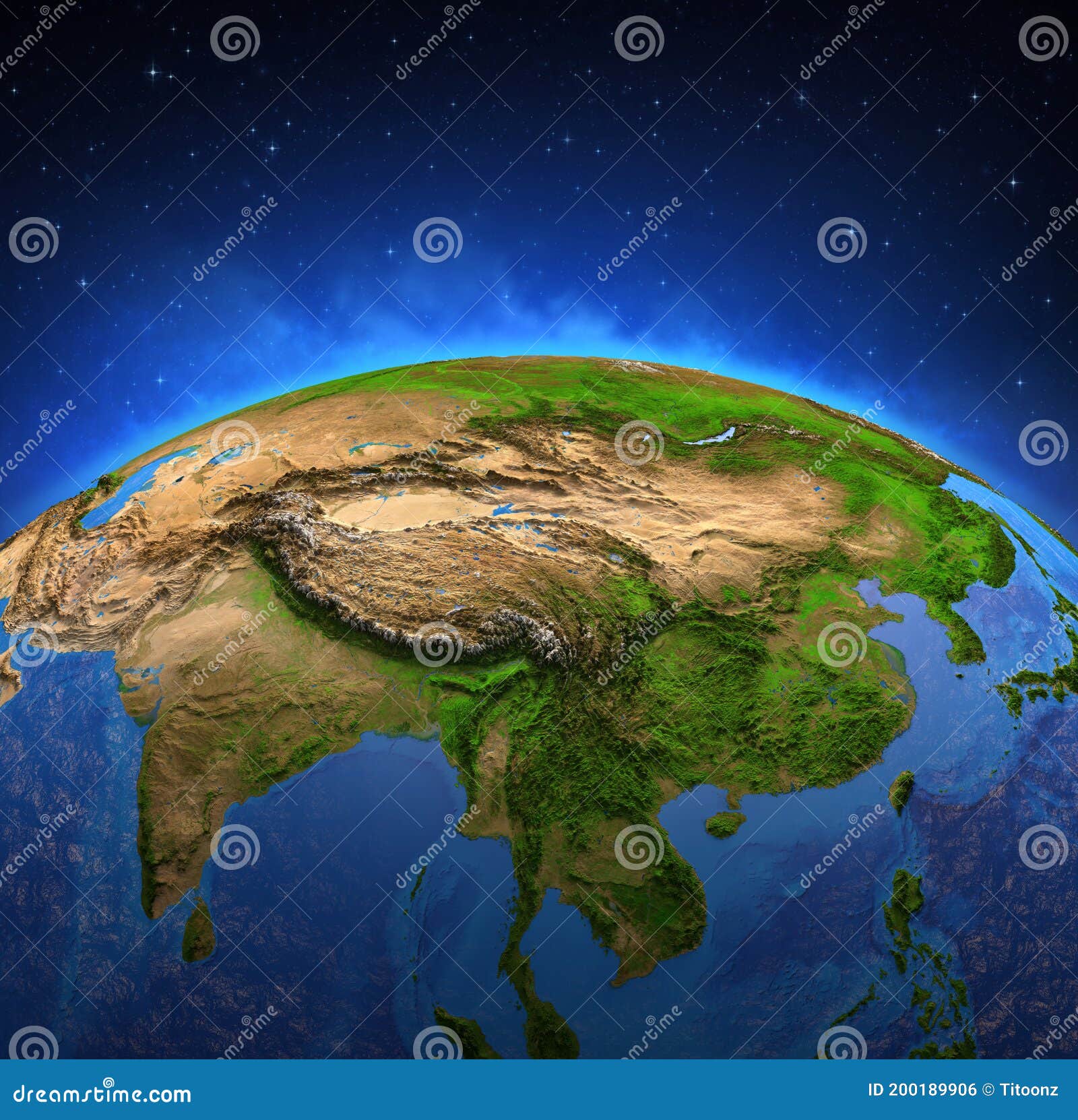 China and East Asia from Space Stock Illustration - Illustration of ...