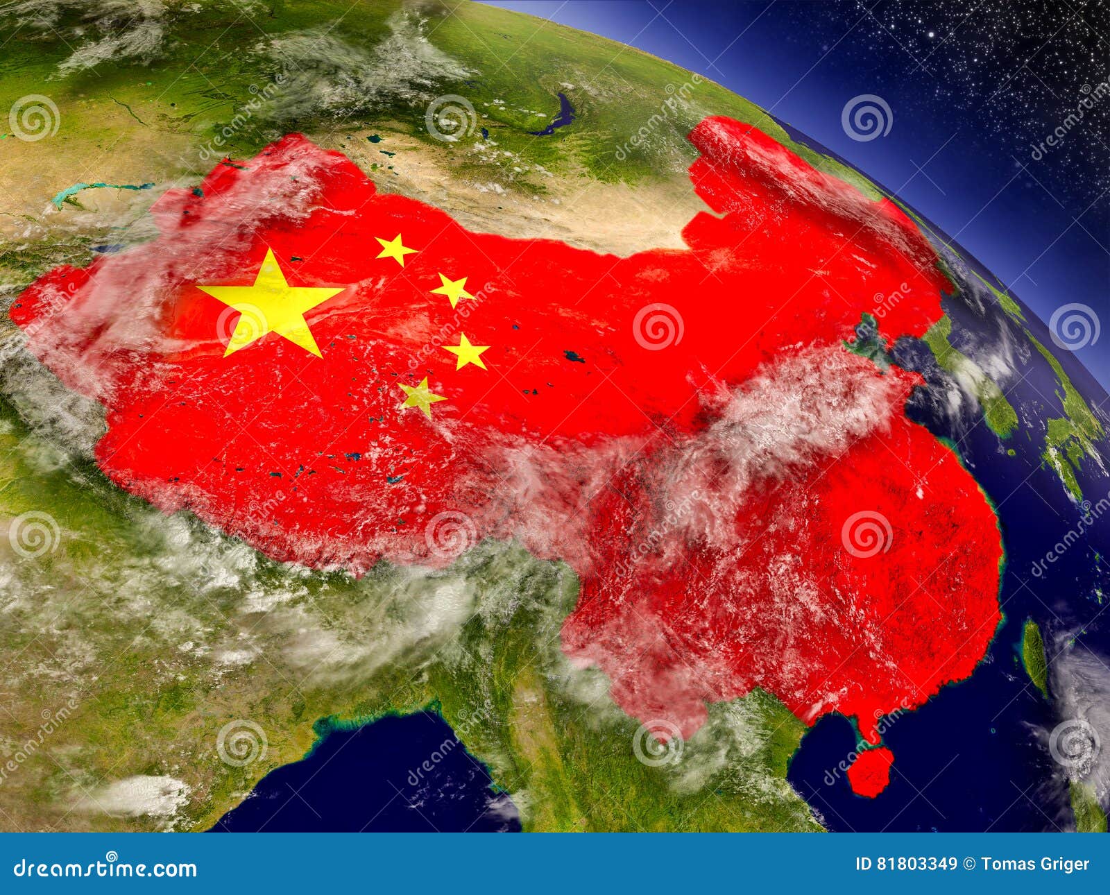 China with Embedded Flag on Earth Stock Illustration - Illustration of ...