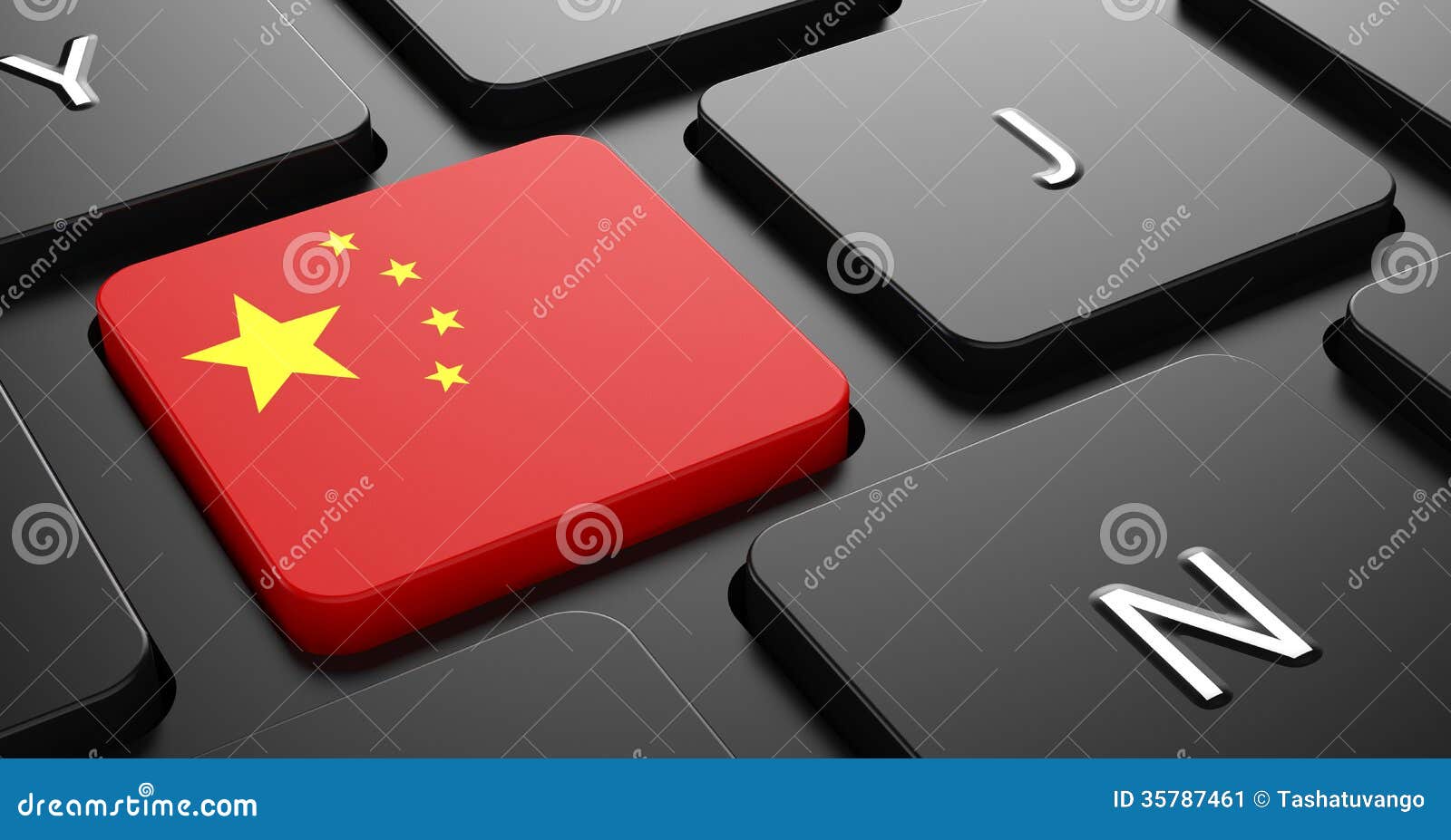 China - Flag on Button of Black Keyboard. Stock Illustration ...
