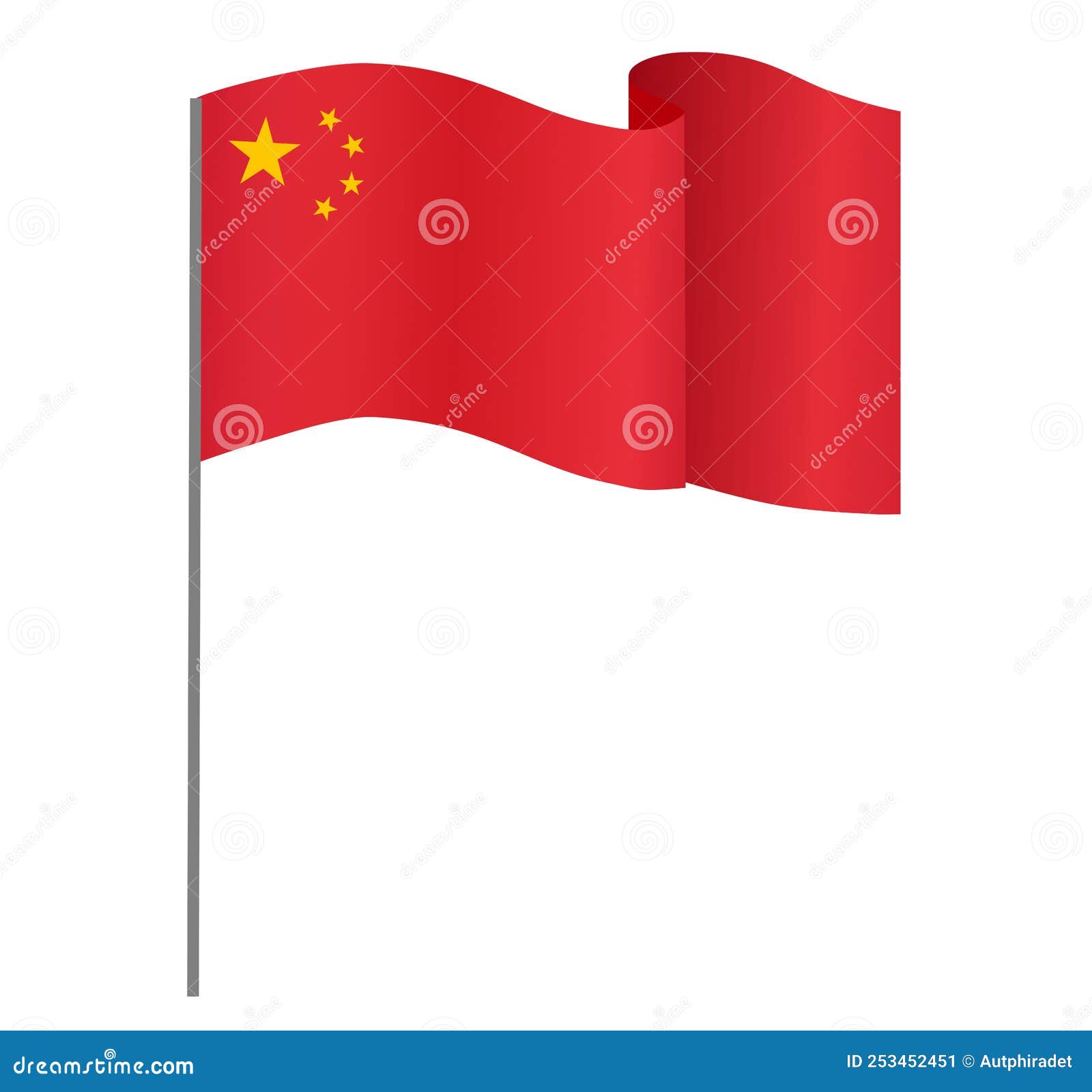 China Flag Flying on White Background Stock Vector - Illustration of ...