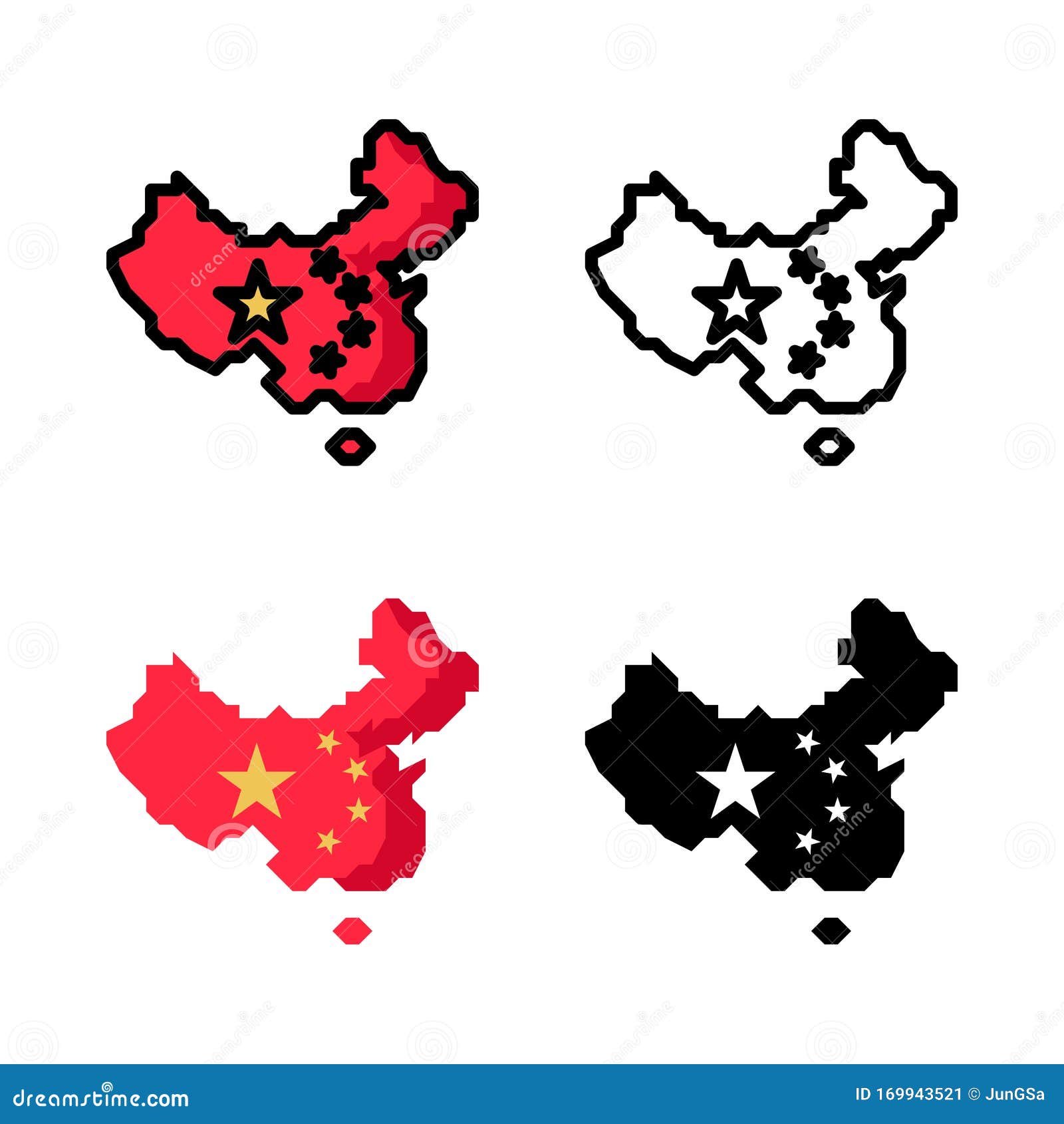 China Flag Map Icon Set Vector Illustration Stock Vector - Illustration ...