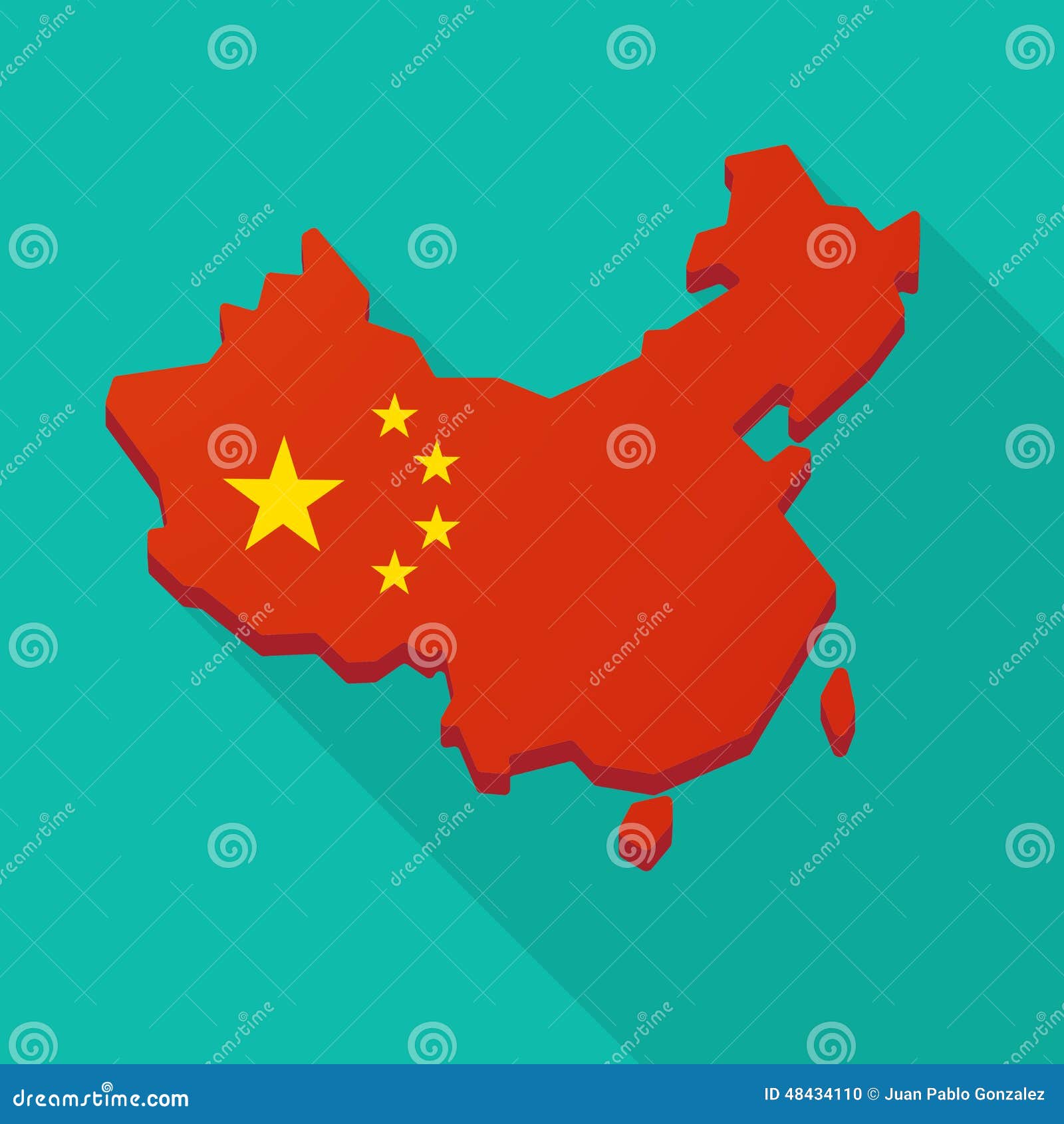 China Flag Map Long Shadow Icon Stock Illustration - Illustration of ...