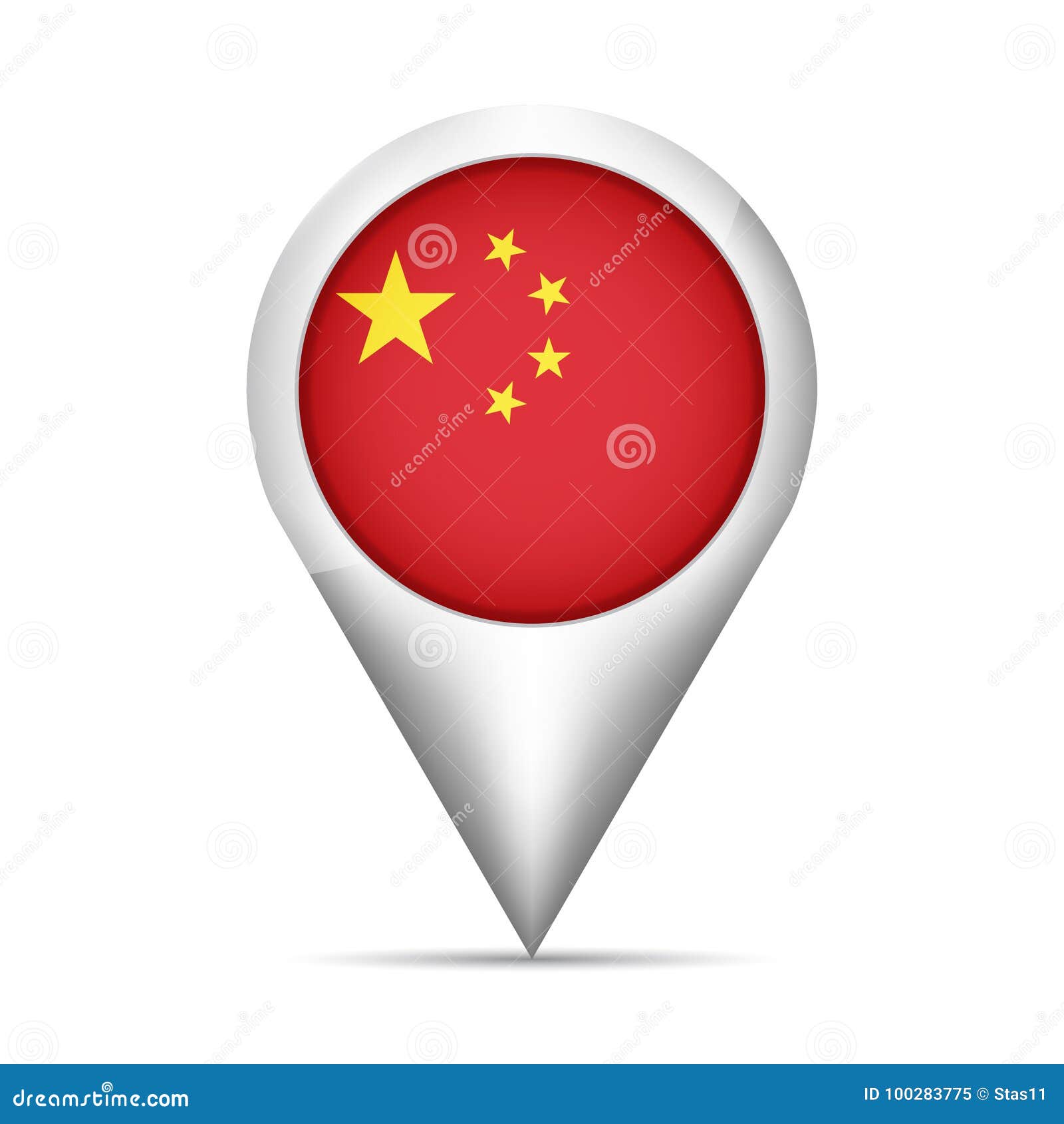 China Flag Map Pointer with Shadow. Vector Illustration Stock Vector ...