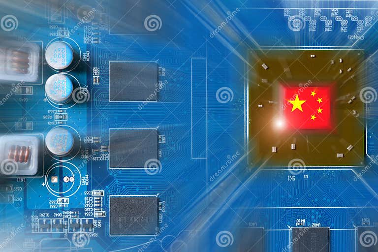 China Flag on a Processor, Central Processing Unit CPU or GPU Microchip ... China Flag on a Processor, Central Processing Unit CPU or GPU Microchip ...