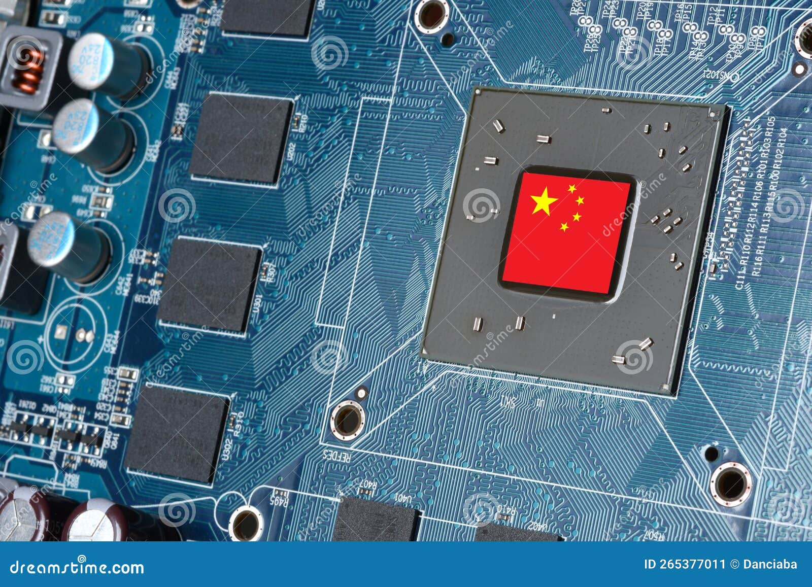 China Flag on a Processor, Central Processing Unit CPU or Microchip on ... China Flag on a Processor, Central Processing Unit CPU or Microchip on ...