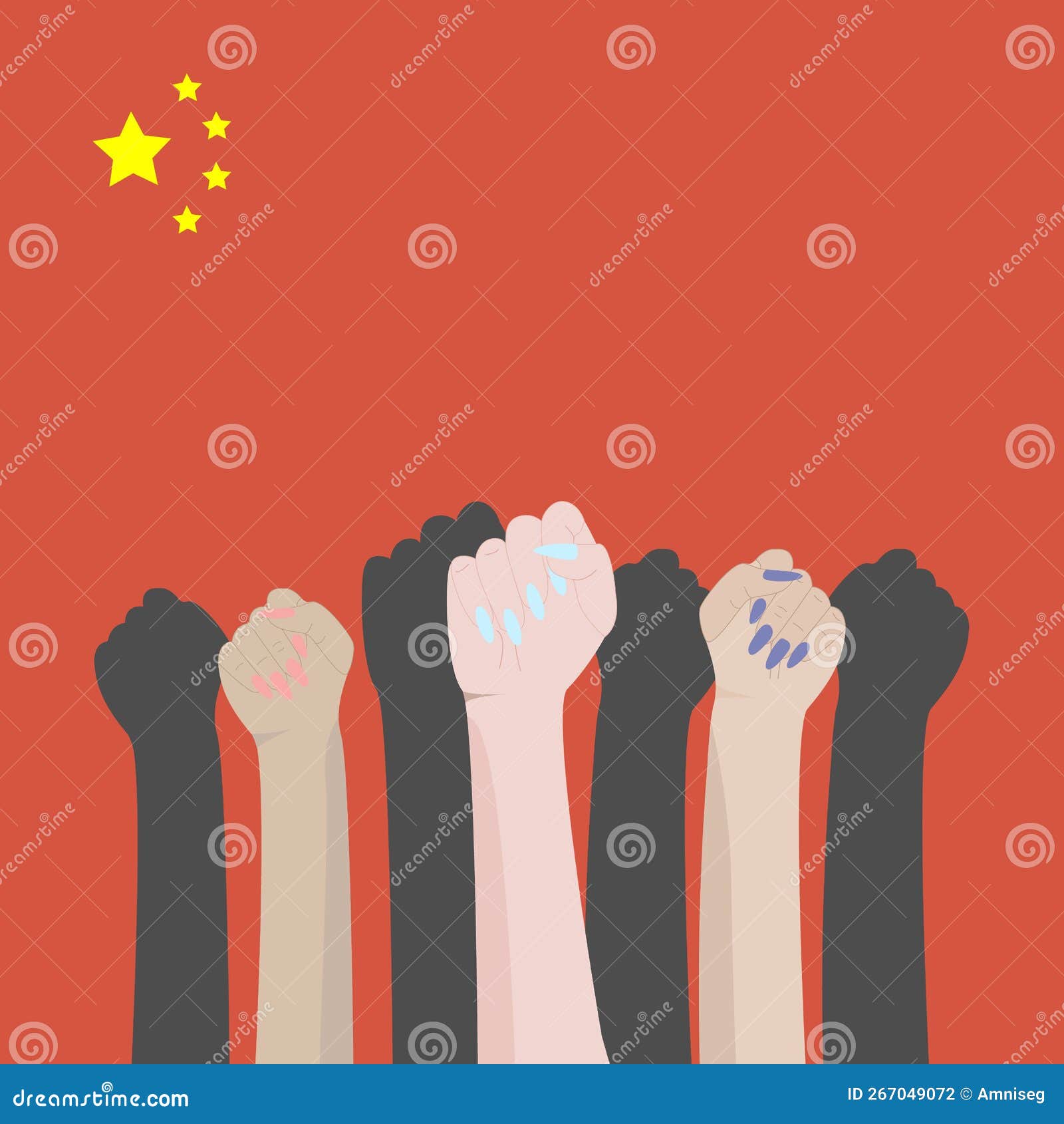 China Flag with Raised Protest Hands Vector Stock Vector - Illustration ...