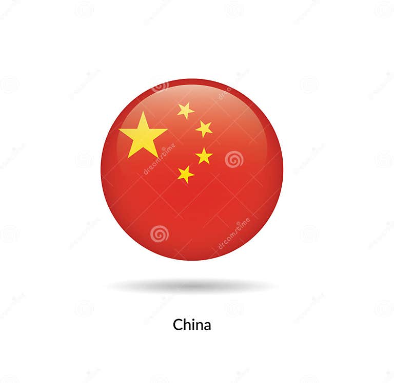 China flag - round glossy stock vector. Illustration of circle - 114312284