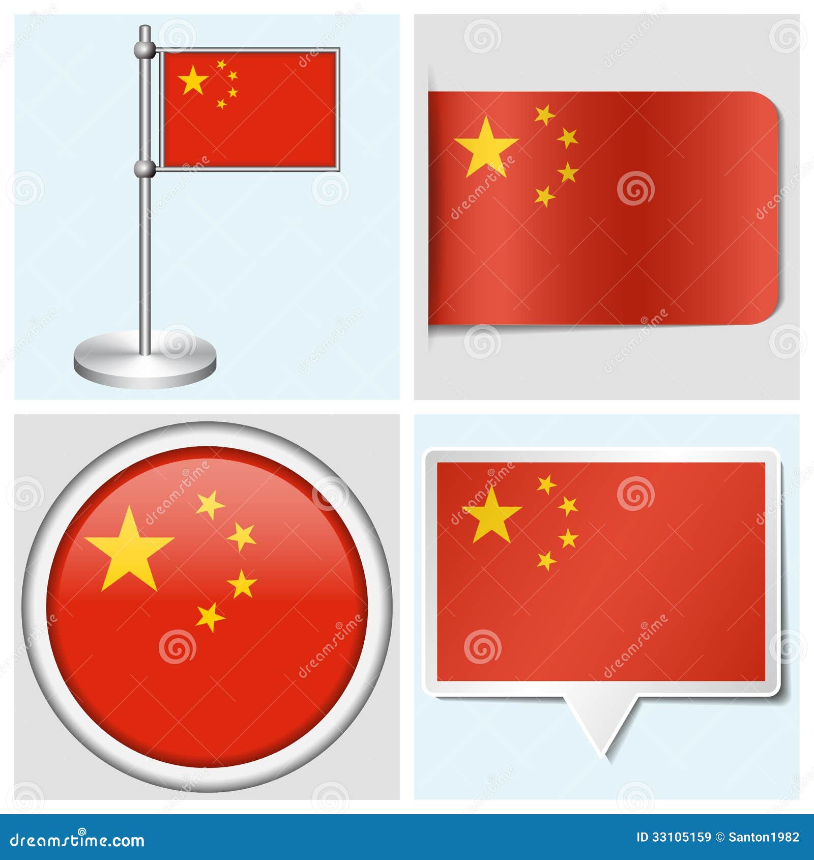 China Flag - Set of Sticker, Button, Label Stock Vector - Illustration ...