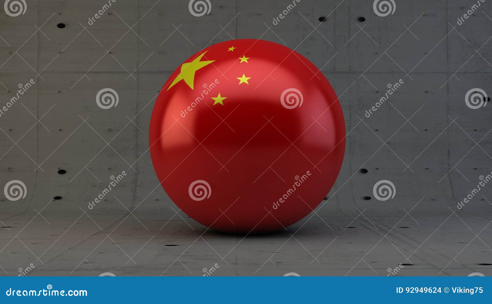 China Flag Sphere Icon in Concrete Room Stock Illustration ...