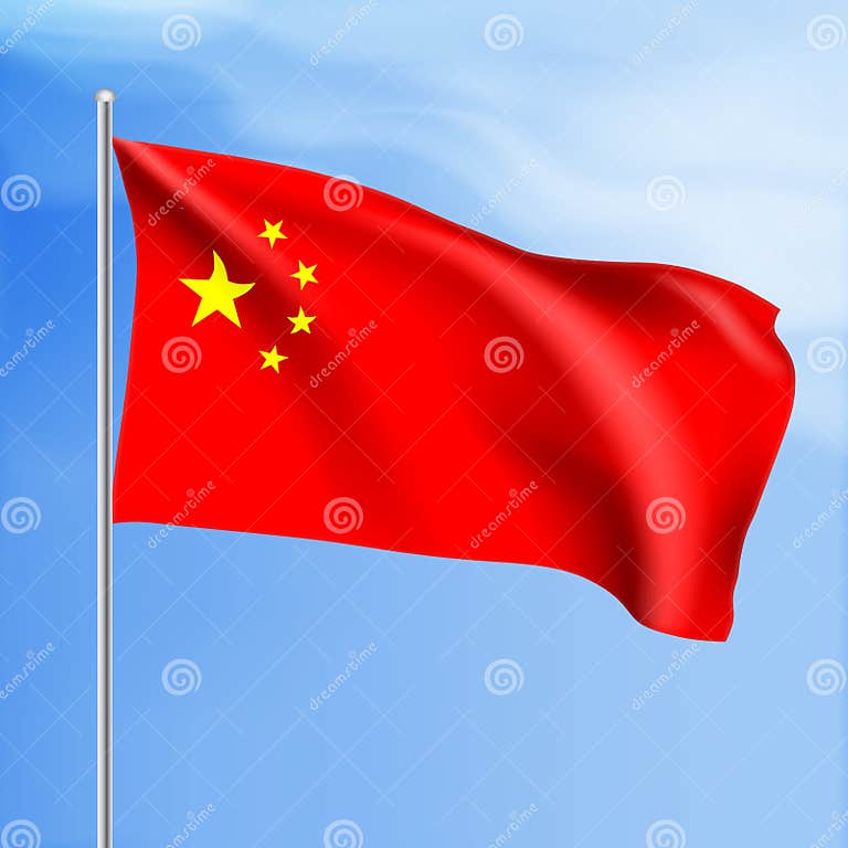 China Flag Waving on the Wind Stock Vector - Illustration of world ...