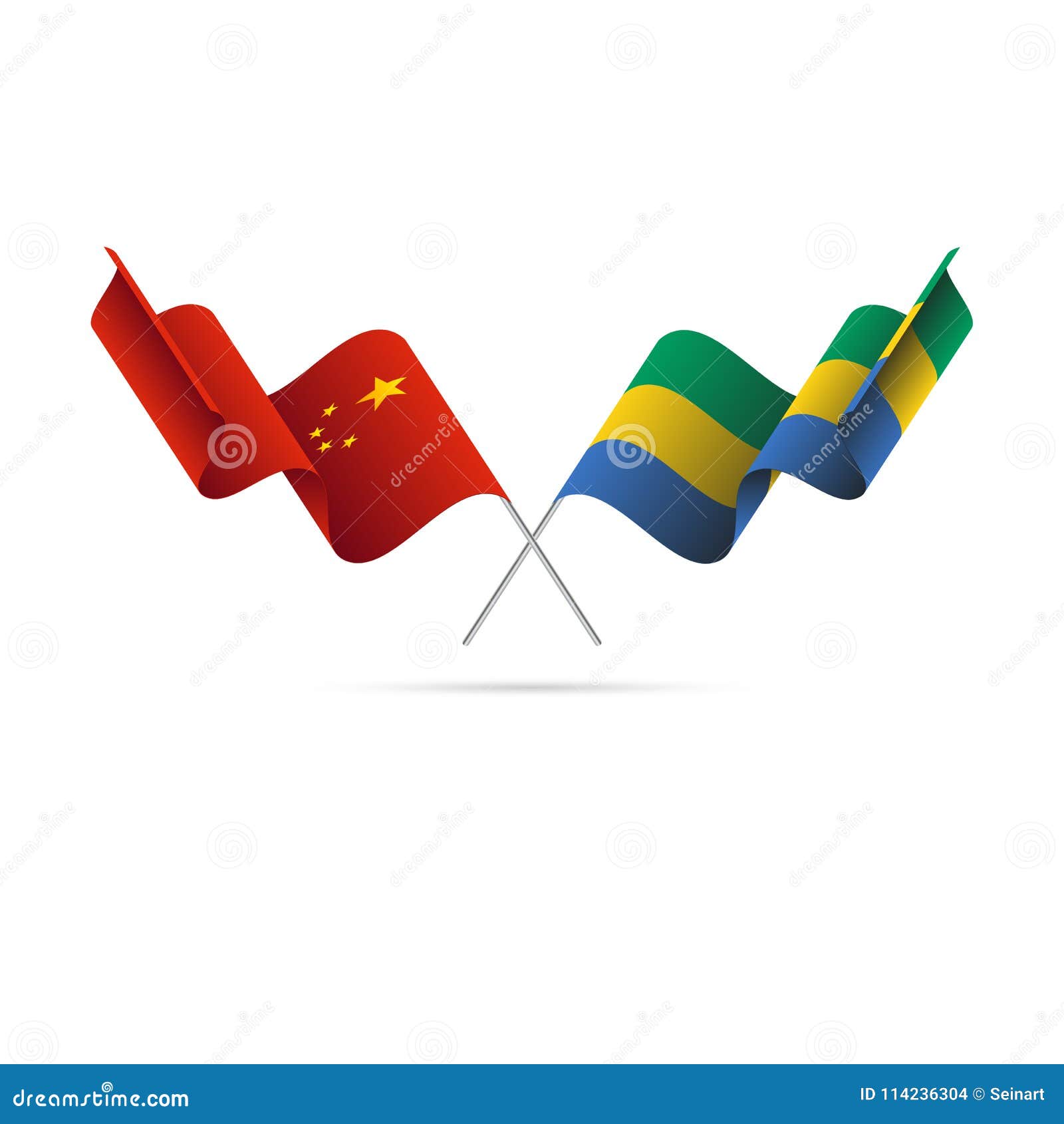 China and Gabon Flags. Vector Illustration. Stock Illustration ...