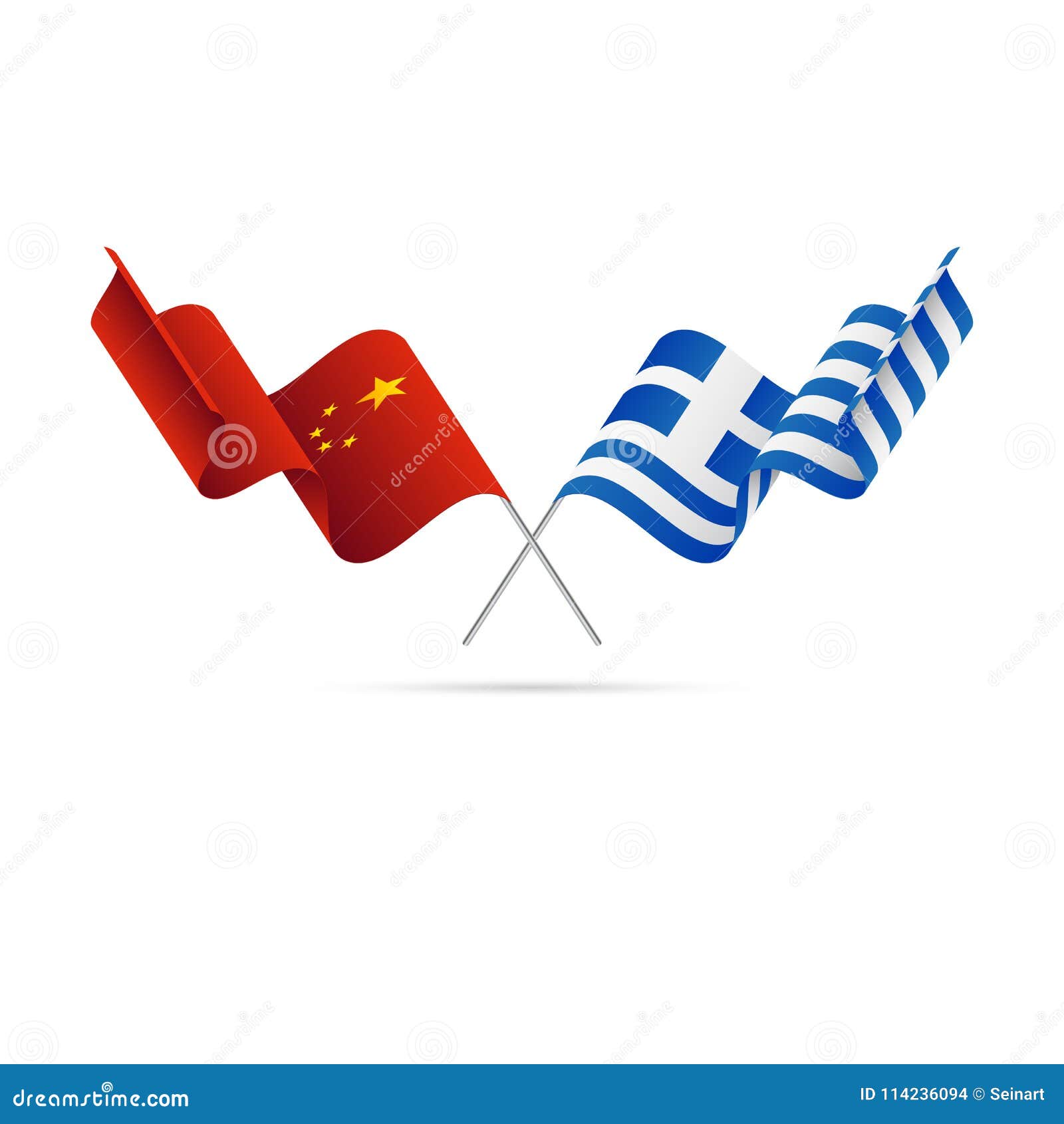 China and Greece Flags. Vector Illustration. Stock Vector ...