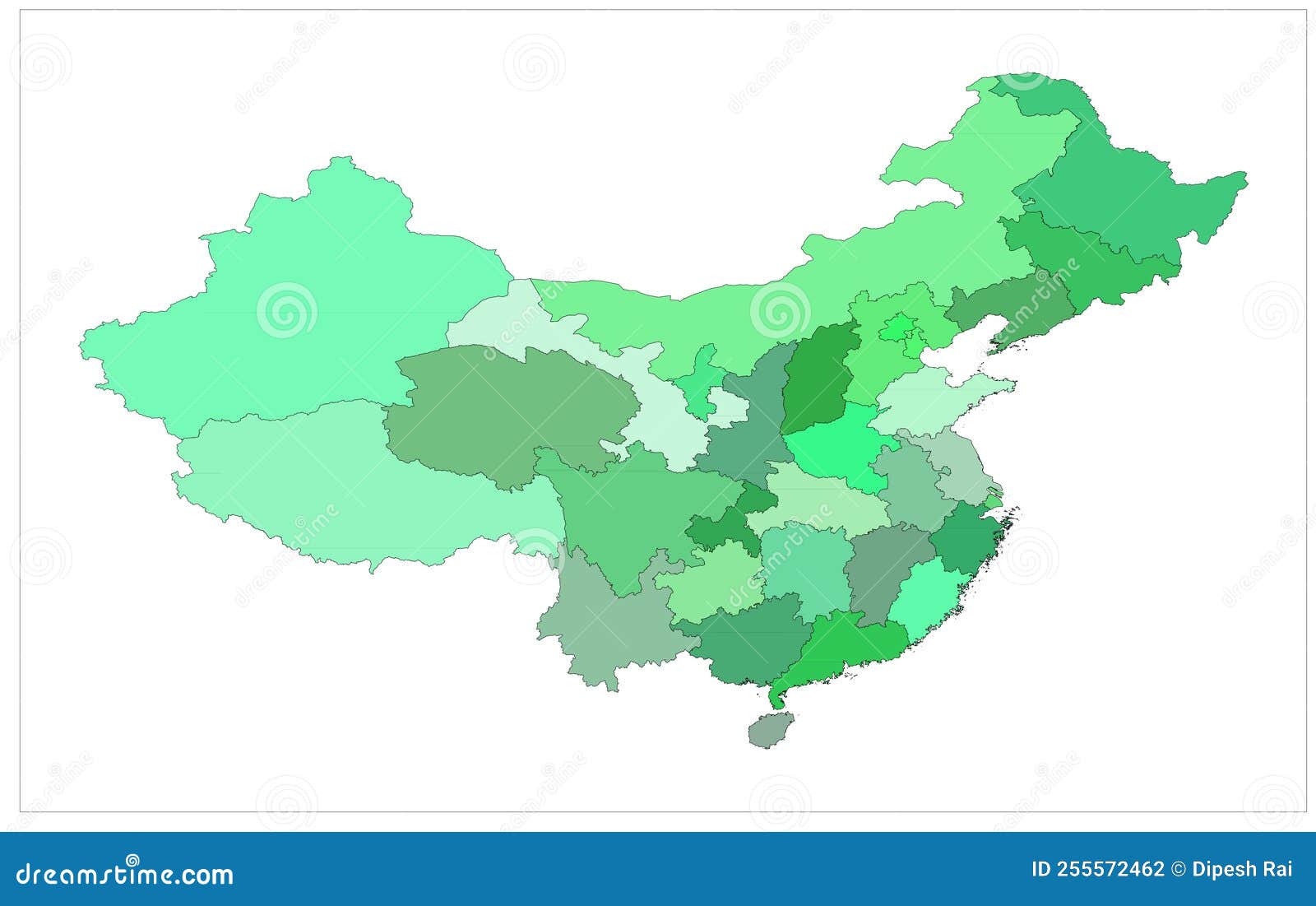 China Green Color Vector Map Illustration Stock Vector - Illustration ...