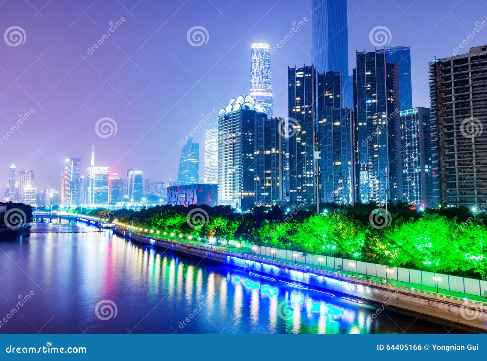 China Guangzhou Night stock photo. Image of center, panorama - 64405166