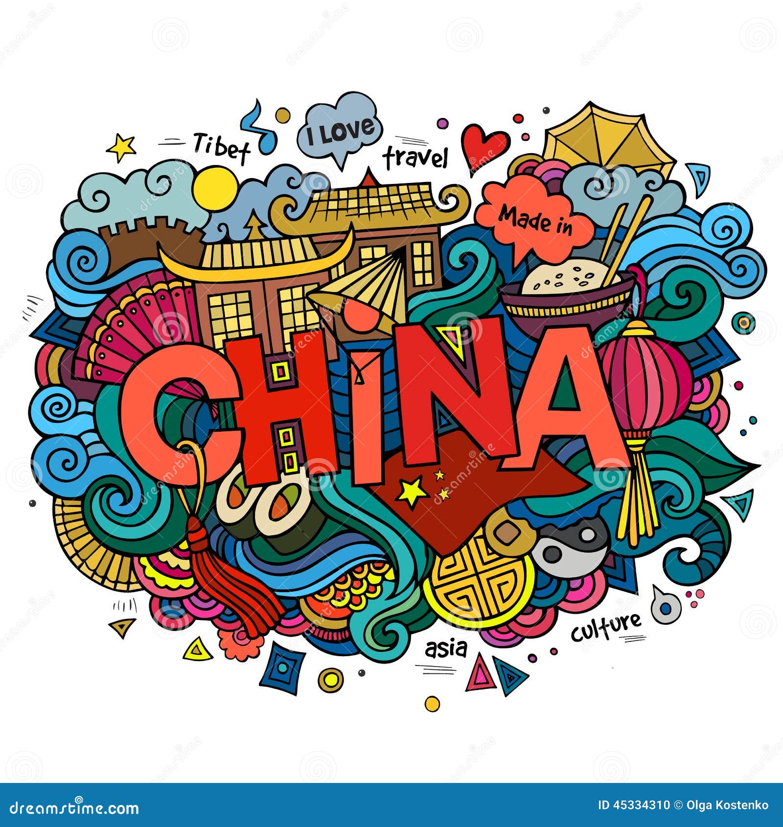 China Hand Lettering and Doodles Elements Stock Vector - Illustration ...