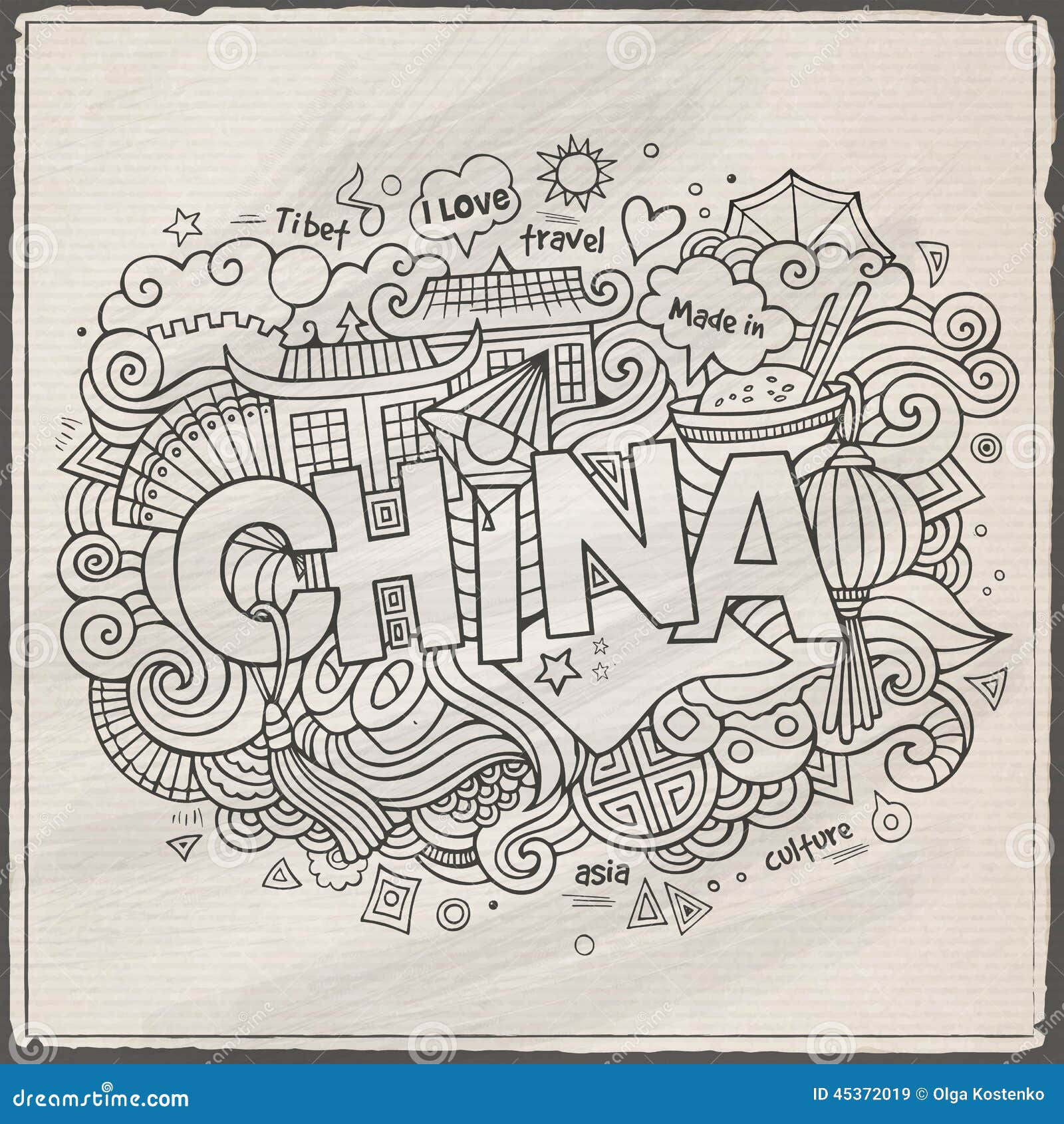 China Hand Lettering and Doodles Elements Stock Vector - Illustration ...
