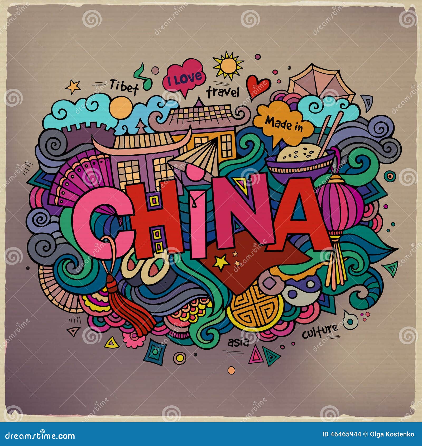 China Hand Lettering and Doodles Elements Stock Vector - Illustration ...