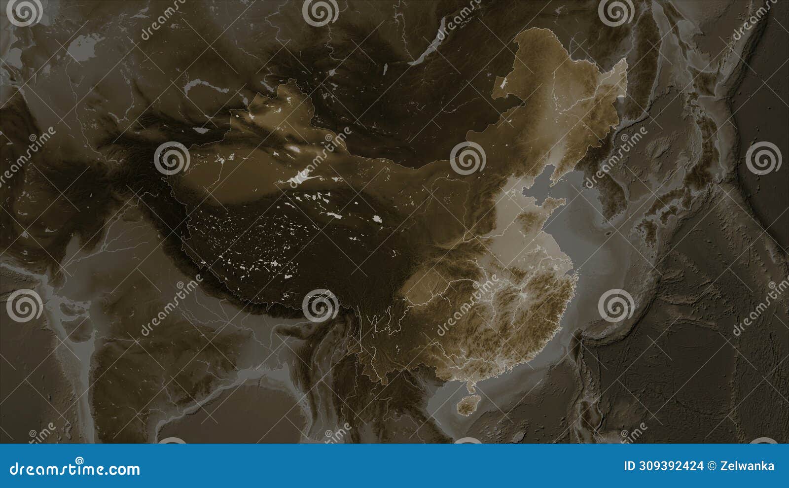 China Highlighted On A White Simplified 3D World Map. Digital 3D Render ...