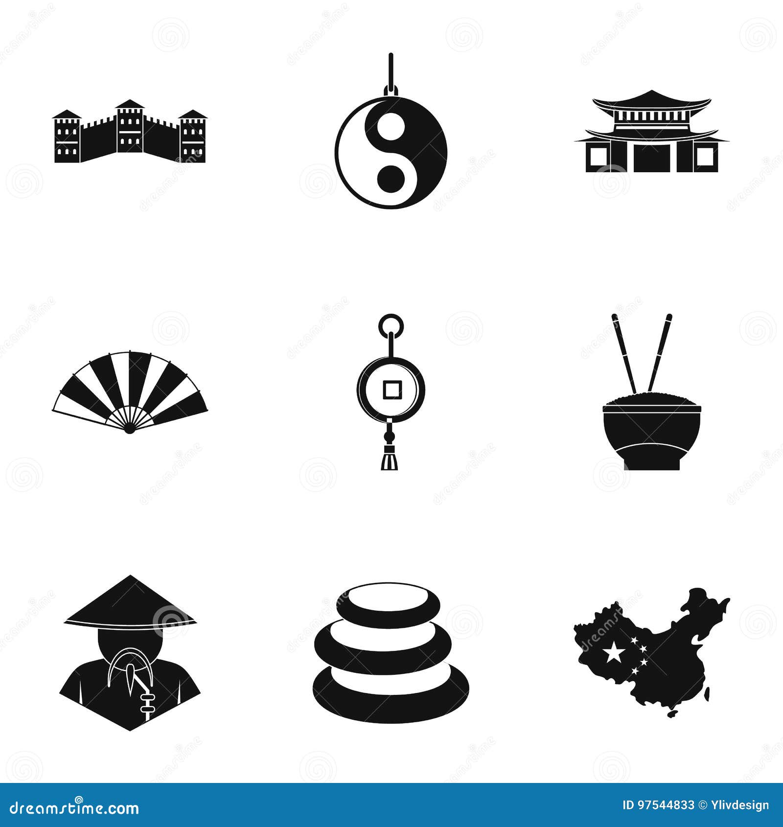 China Icon Set, Simple Style Stock Vector - Illustration of stone ...