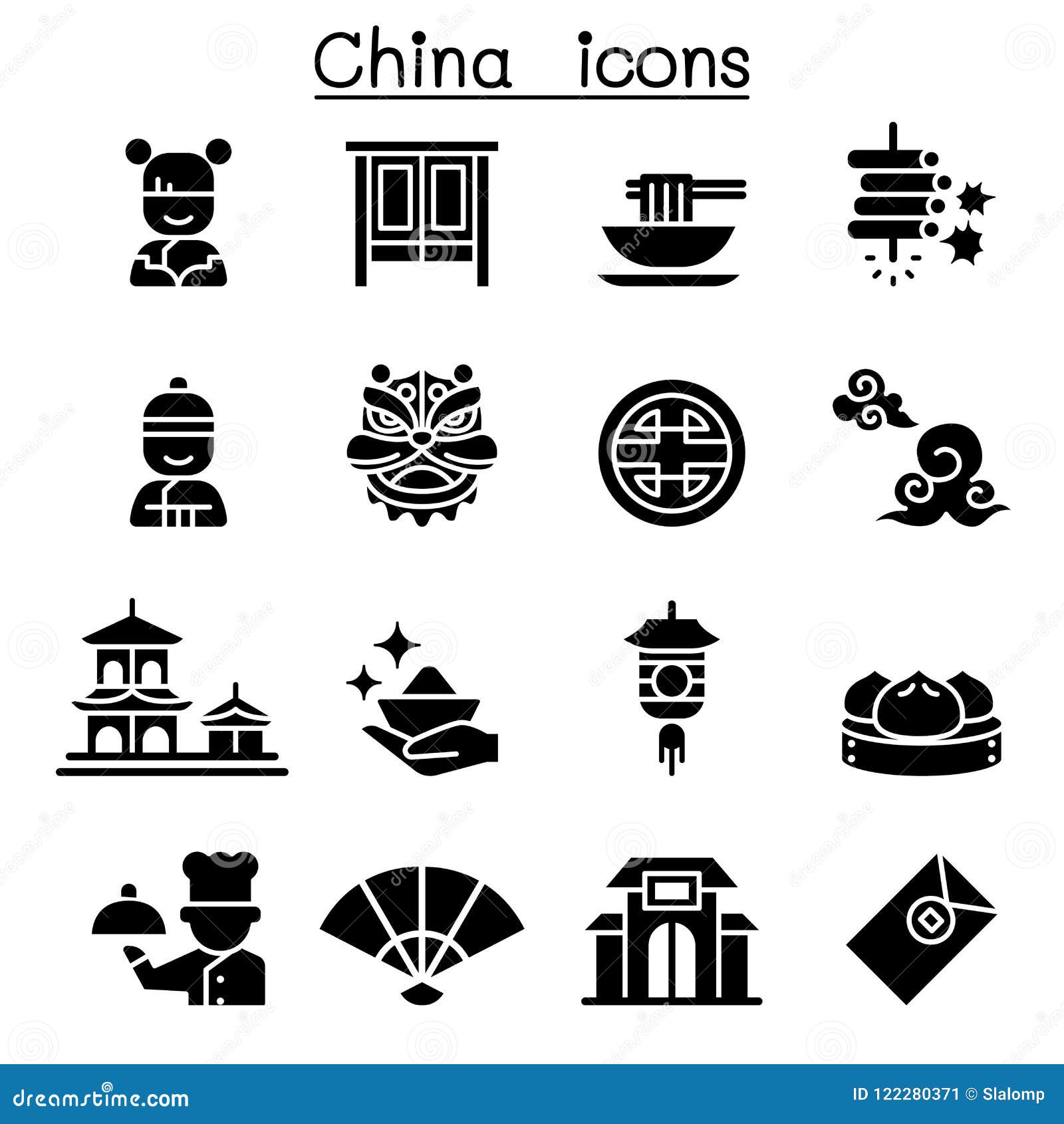 China icon set stock illustration. Illustration of palace - 122280371