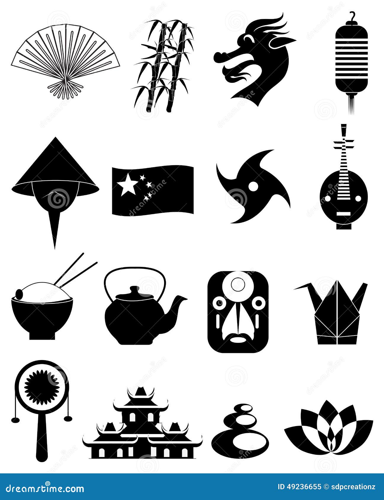 China Icons East Ancient Famous Oriental Culture Chinese Traditional ...