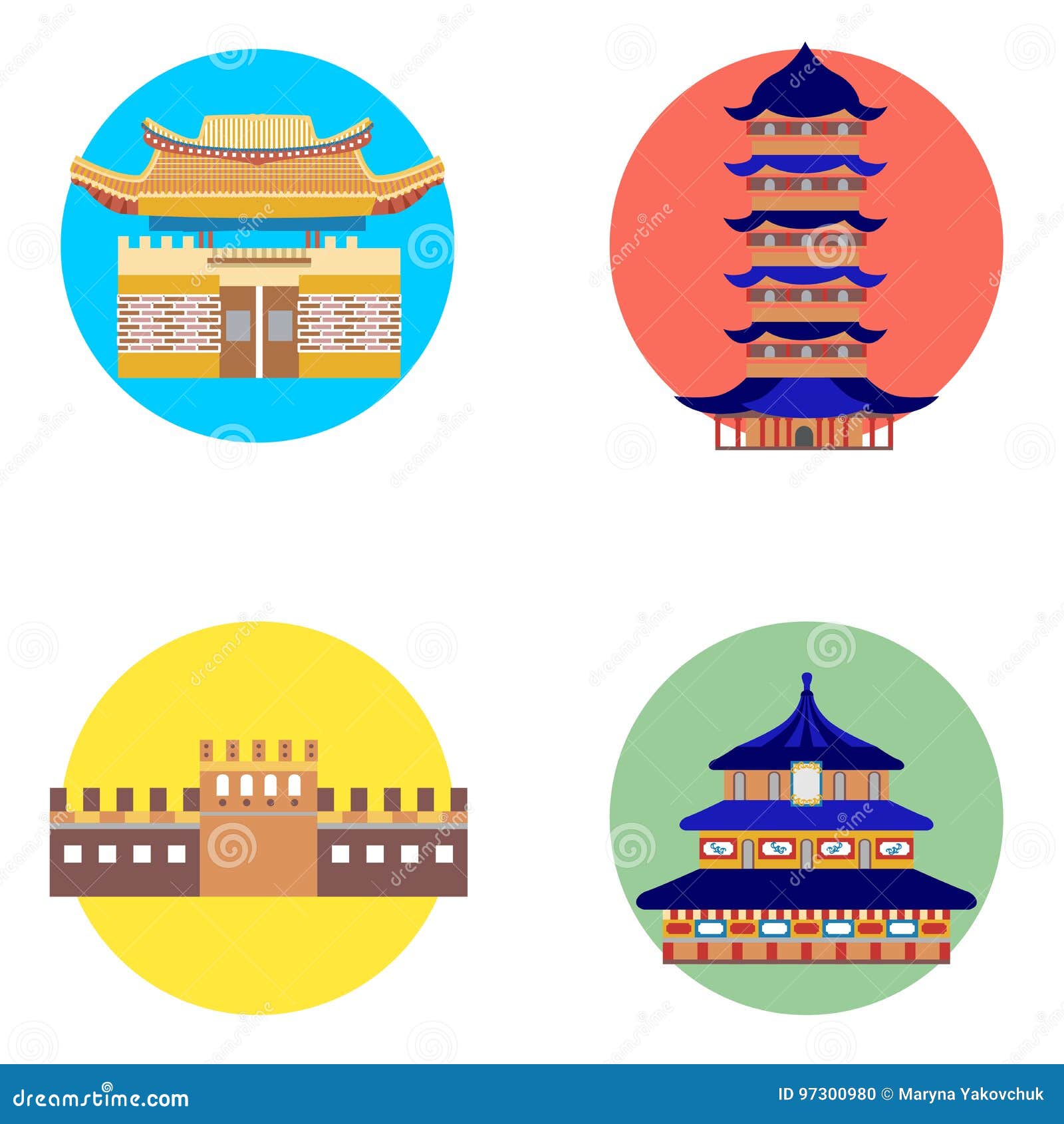 China icons set stock vector. Illustration of modern - 97300980