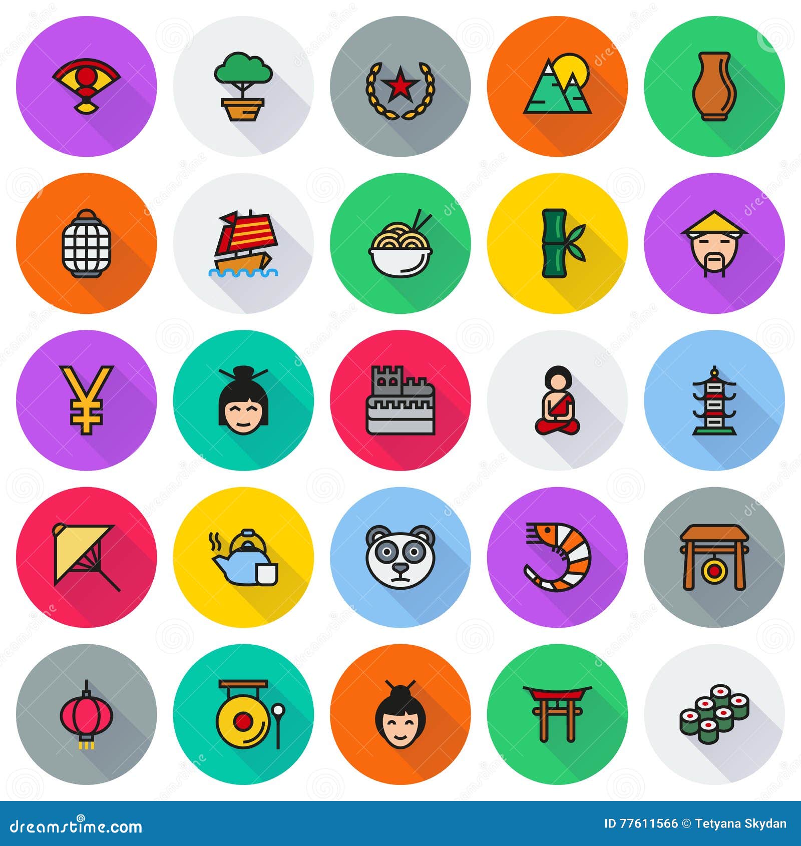 China Icons Set. Chinese Symbols And Objects Vector Illustration ...
