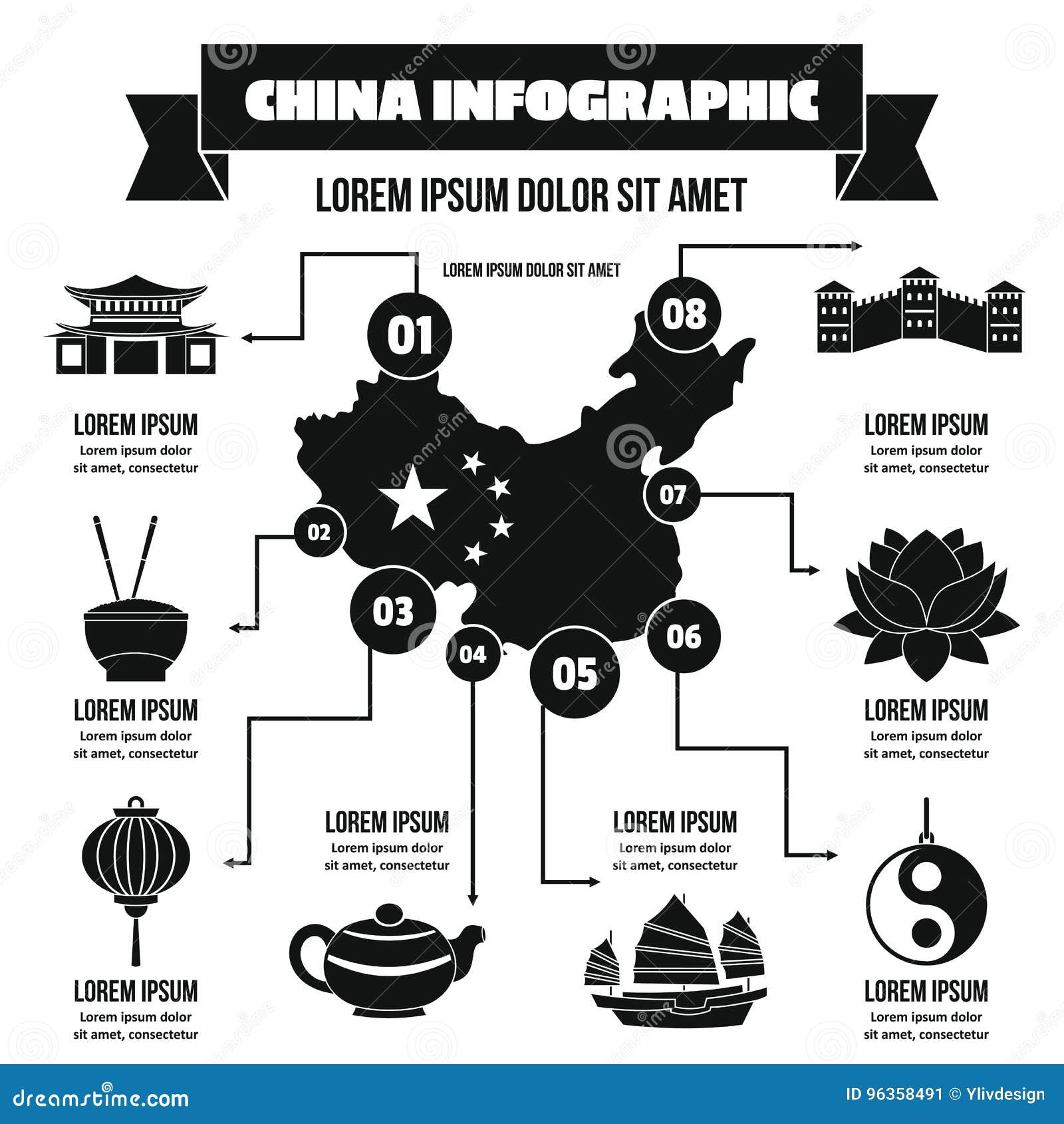 China Infographic Concept, Simple Style Stock Vector - Illustration of ...