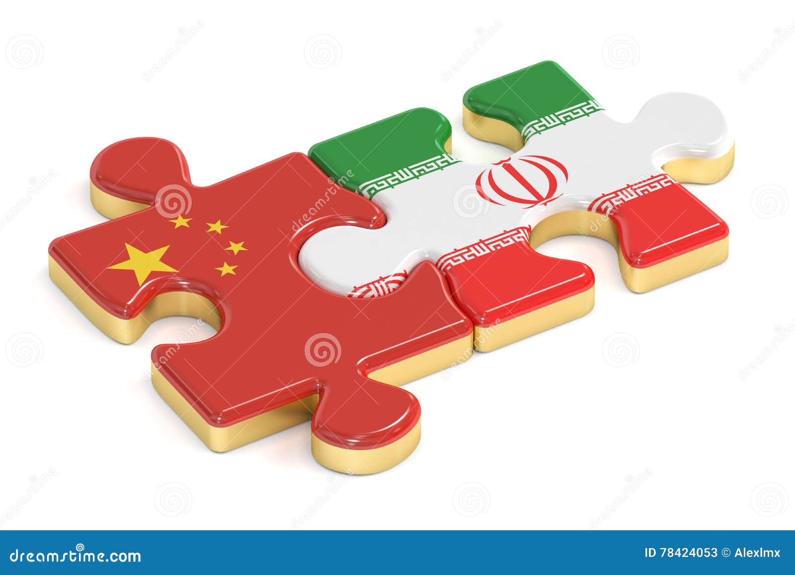 China and Iran Puzzles from Flags, 3D Rendering Stock Illustration ...