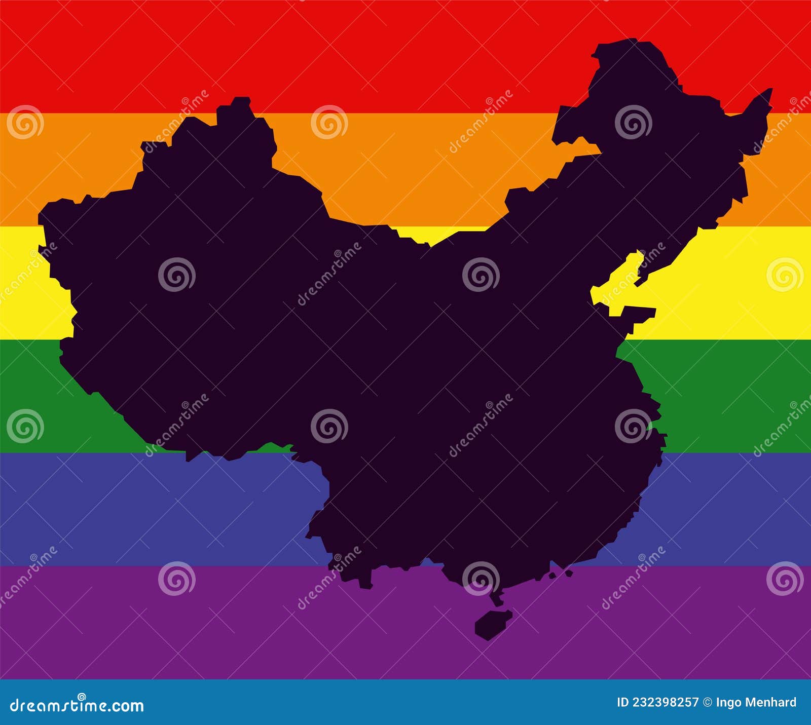 China LGBT Map with Rainbow Color Flag Stock Illustration ... China LGBT Map with Rainbow Color Flag Stock Illustration ...
