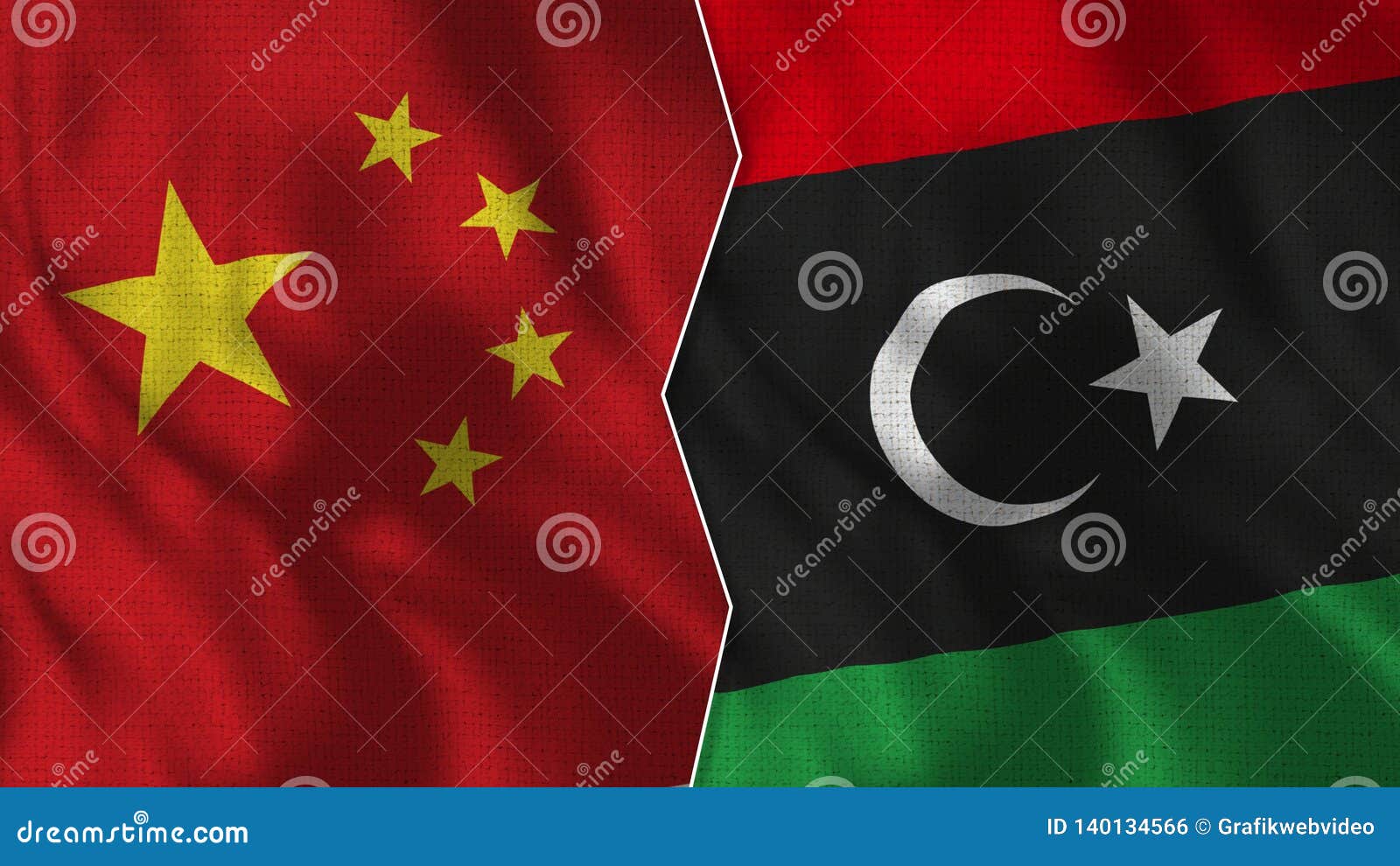 China and Libya Half Flags Together Stock Illustration - Illustration ...
