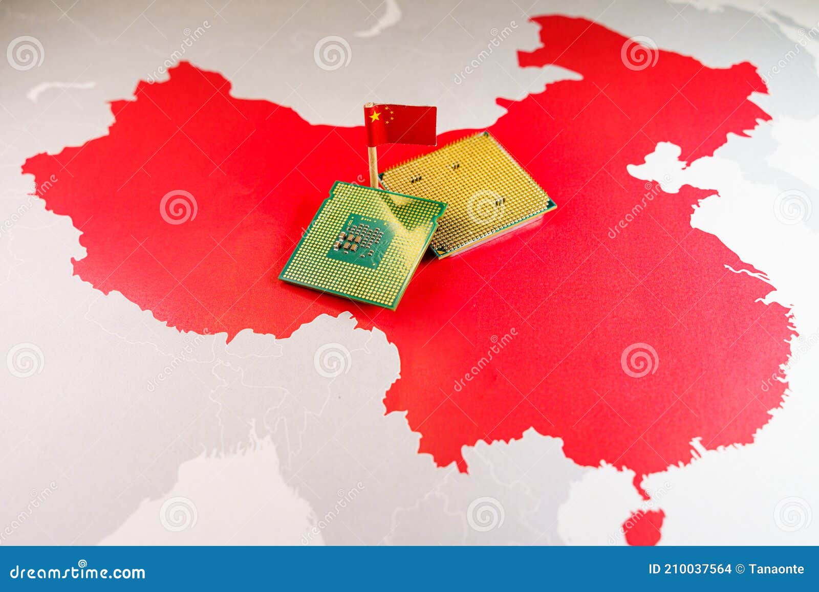 China Made CPU Chips on a Chinese Red Map Stock Photo - Image of ...