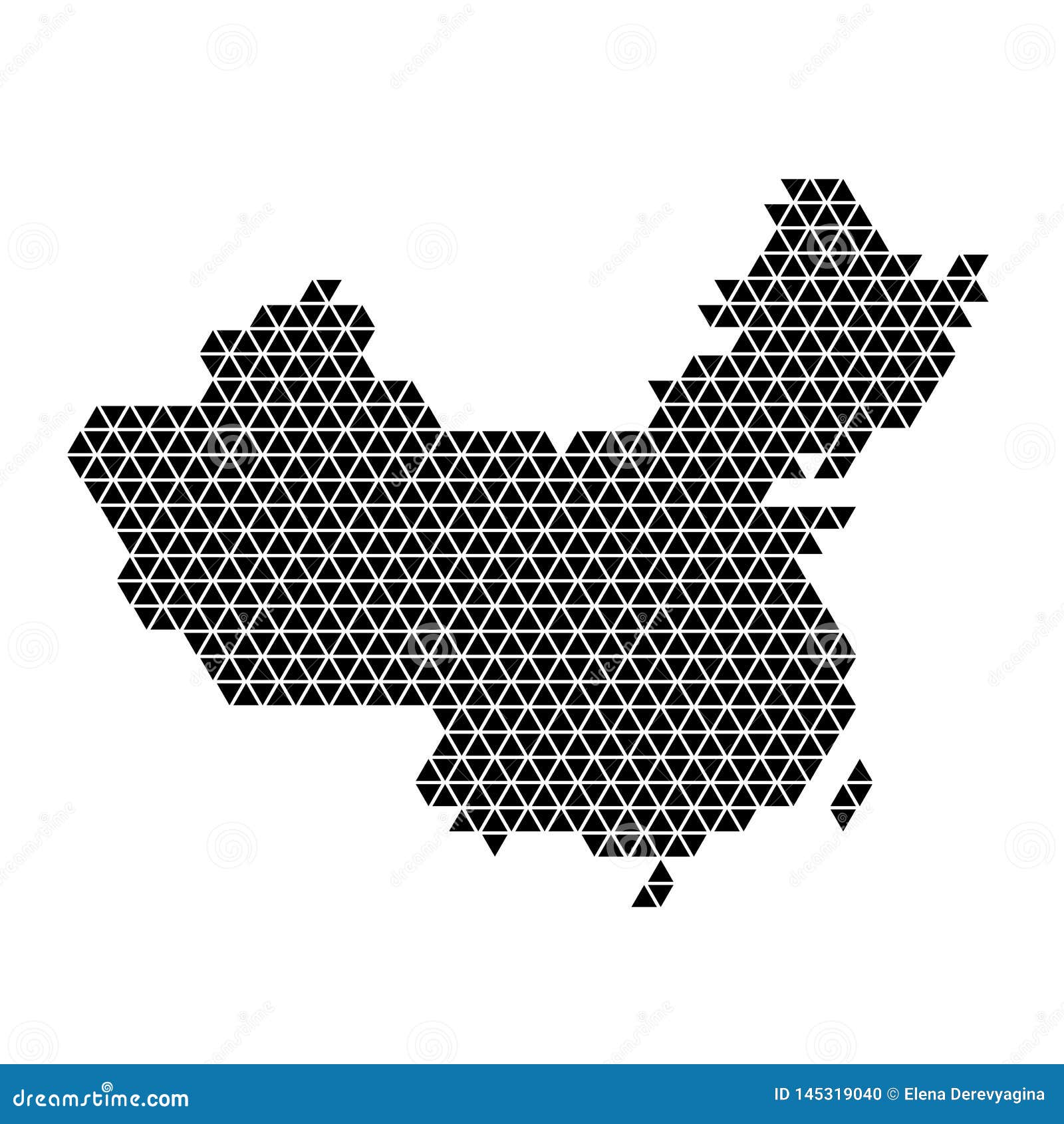 China Map Abstract Schematic from Black Triangles Repeating Pattern ...