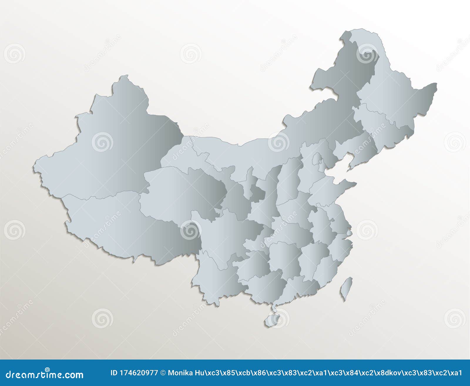 China Map, Administrative Division, White Blue Card Paper 3D Blank ...