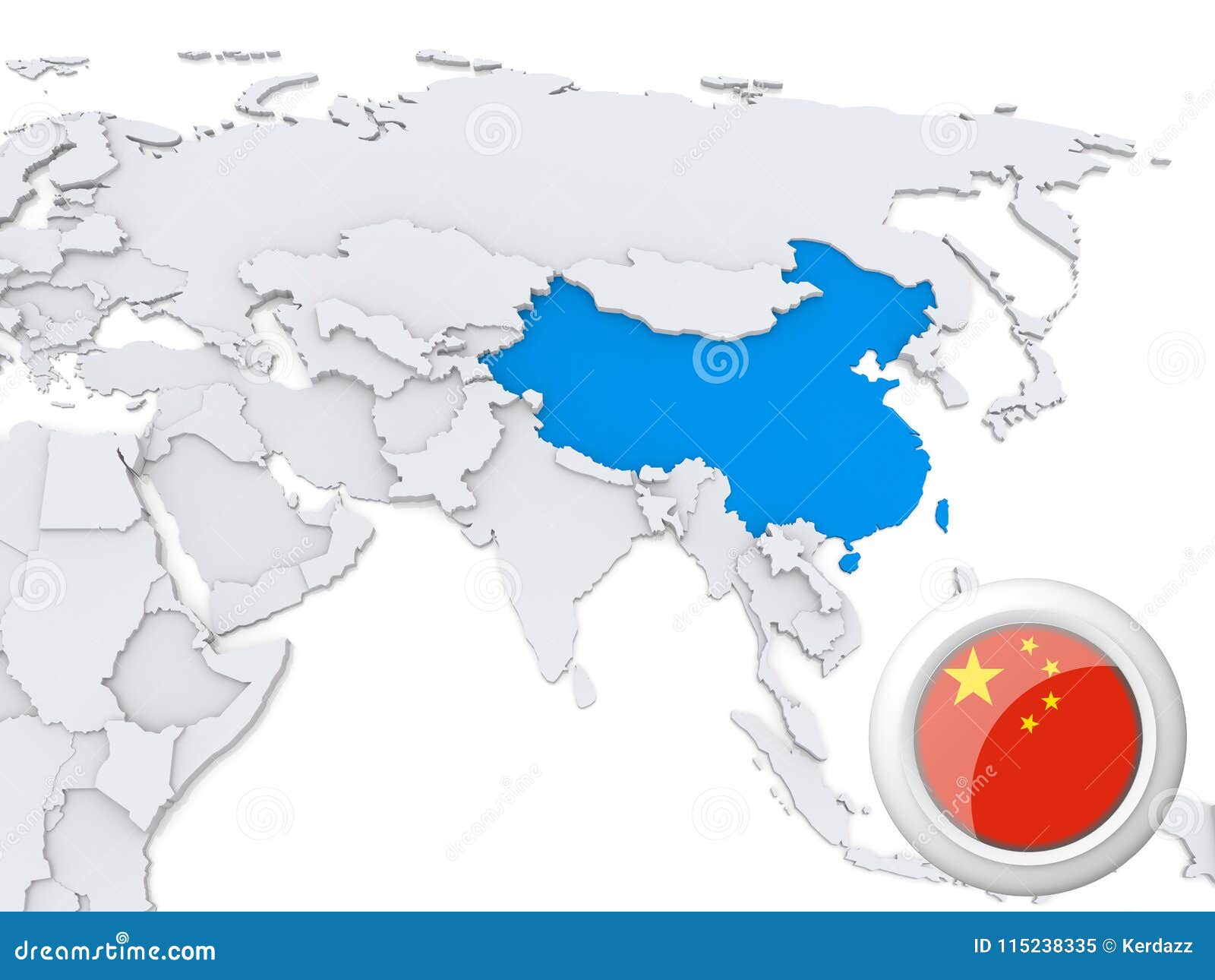 China on map of Asia stock illustration. Illustration of nation - 115238335