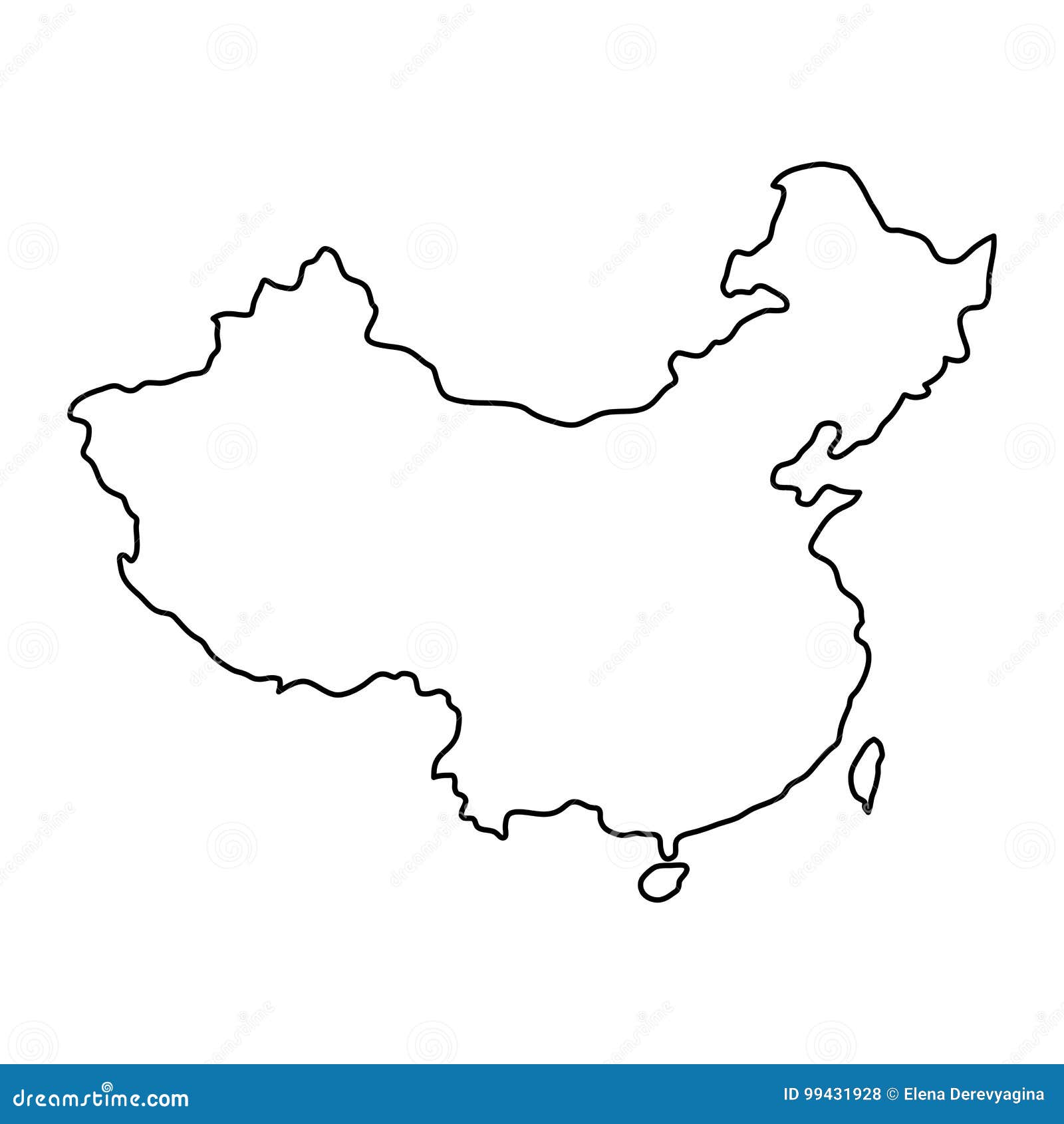 China Map of Black Contour Curves Illustration Stock Vector ...