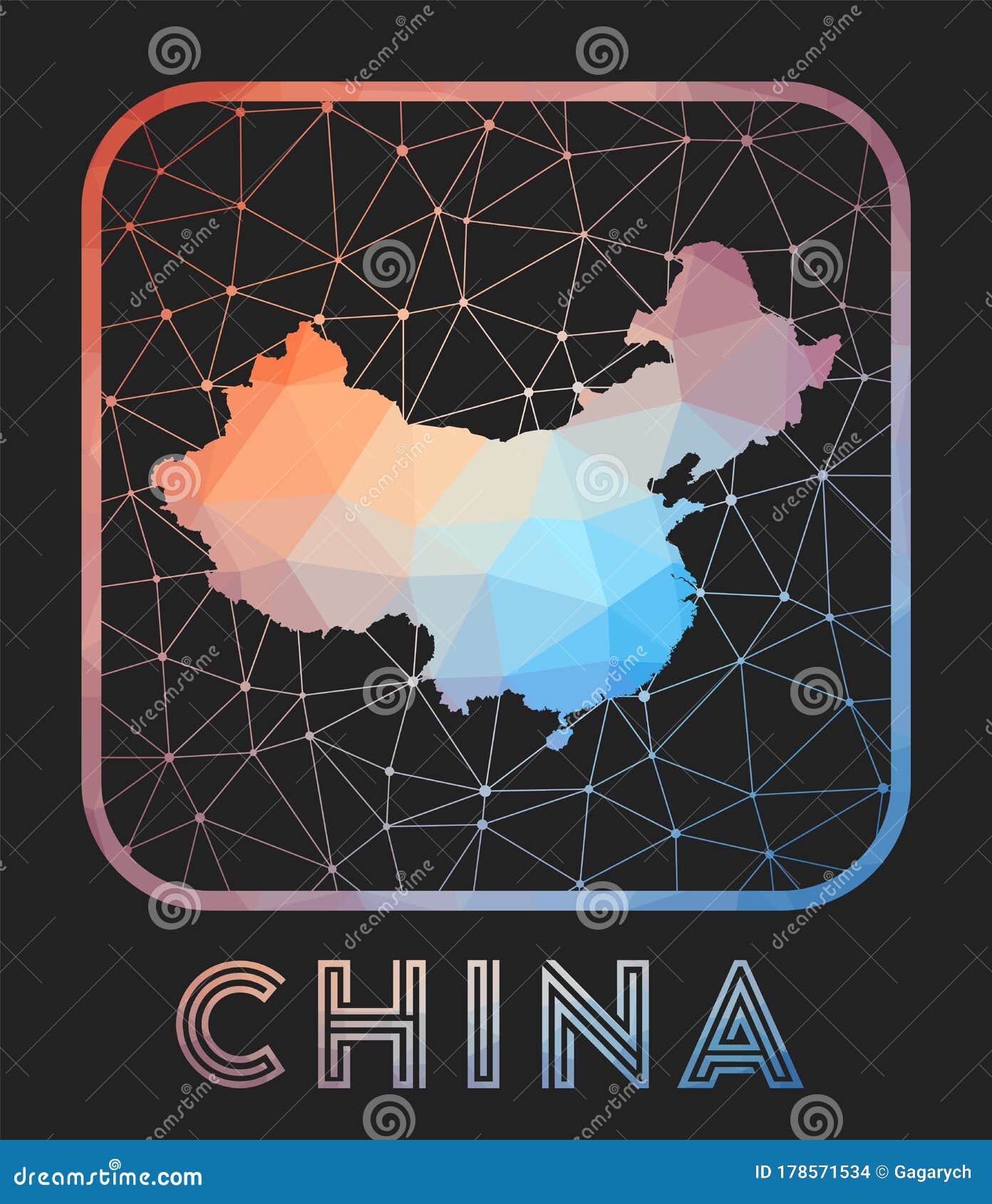 China map design. stock vector. Illustration of mesh - 178571534