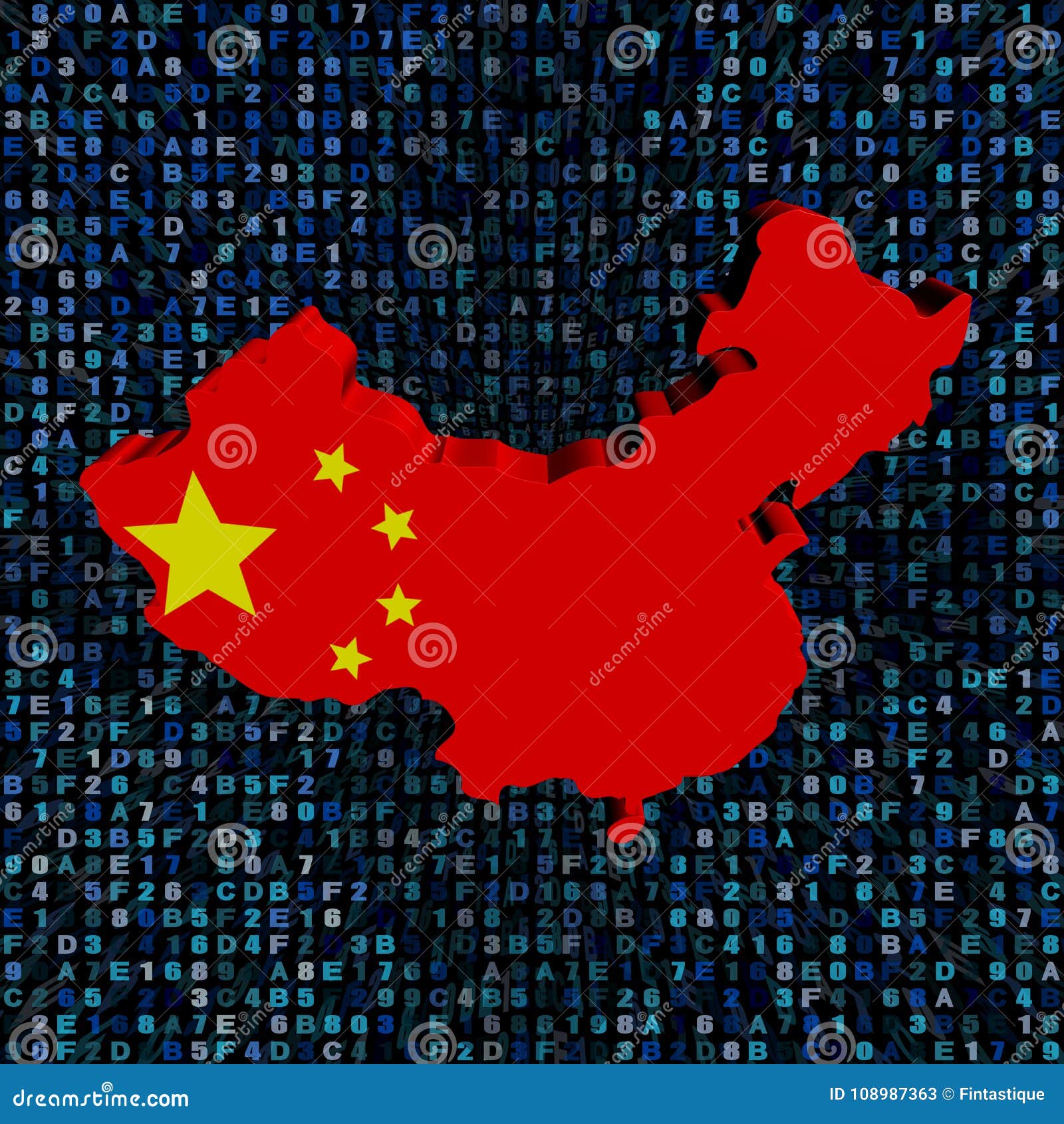 China Map Flag on Hex Code Illustration Stock Illustration ...