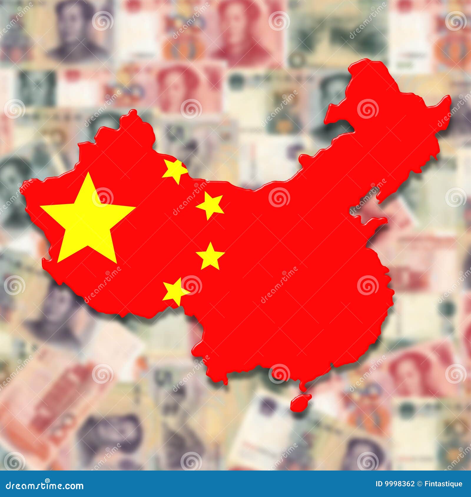 China Map Flag on Blurred Yuan Stock Illustration - Illustration of ...