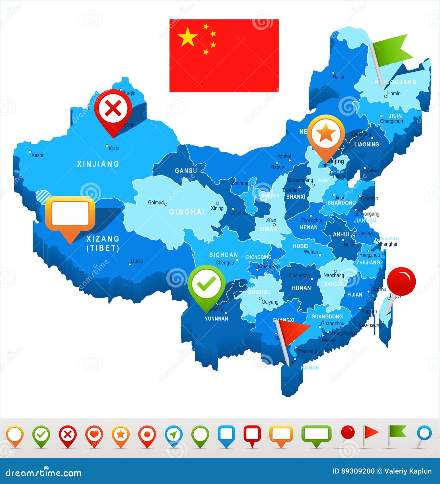 China - Map and Flag - Illustration Stock Illustration - Illustration ...