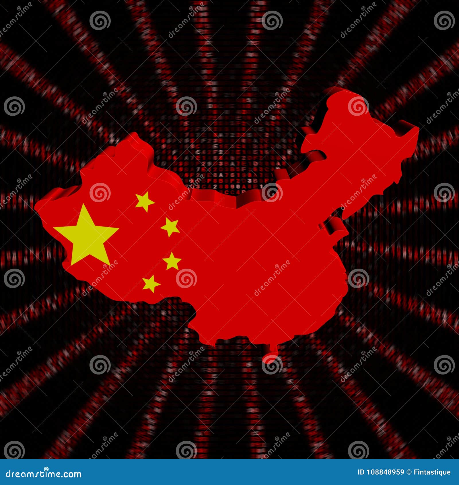 China Map Flag on Red Hex Code Burst Illustration Stock Illustration ...