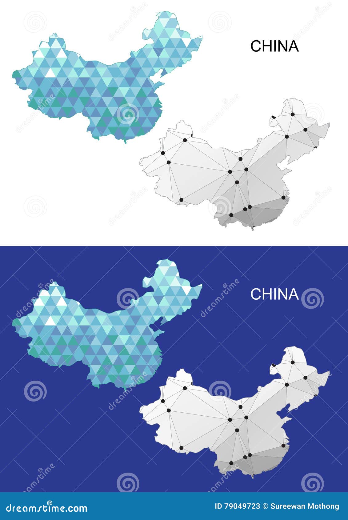 China Map in Geometric Polygonal Style. Abstract Gems Triangle. Stock ...