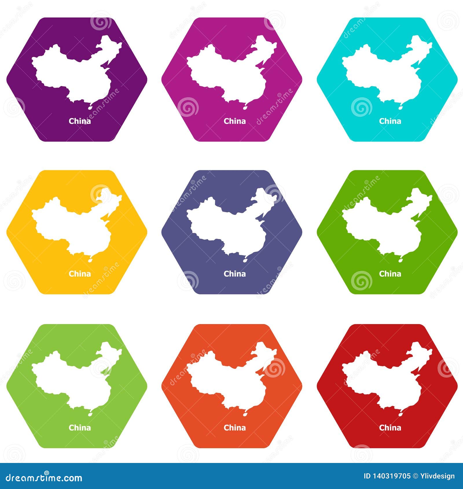 China Map Icons Set 9 Vector Stock Vector - Illustration of simple ...