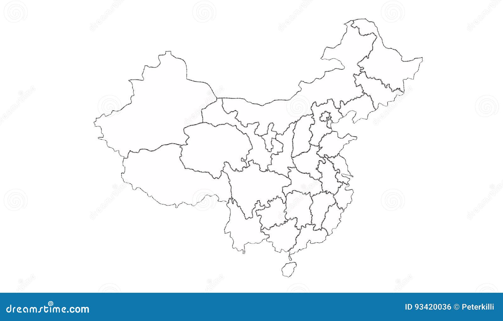 China map stock illustration. Illustration of white, china - 93420036