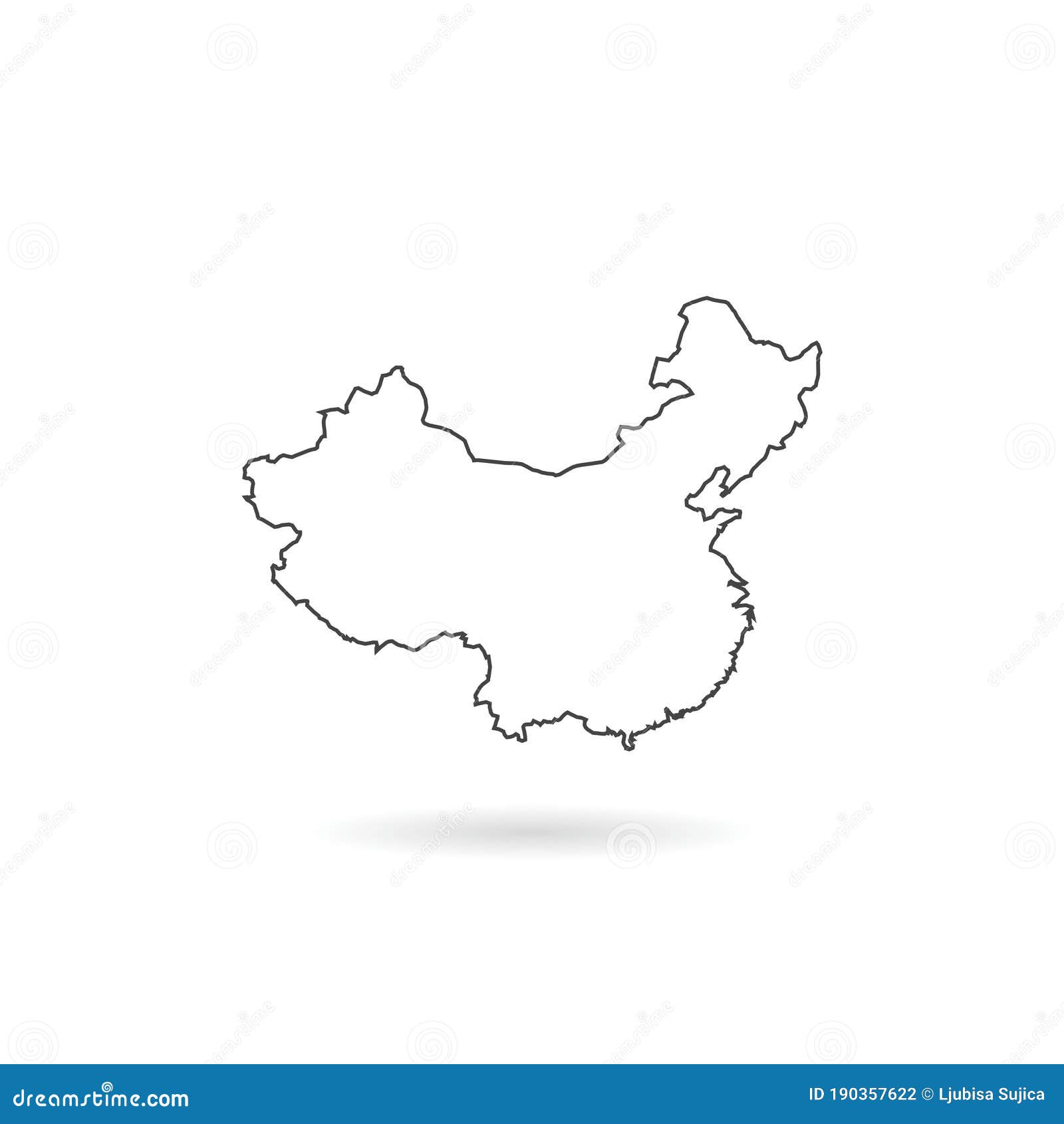 China Map Line Icon with Shadow Stock Vector - Illustration of banner ...