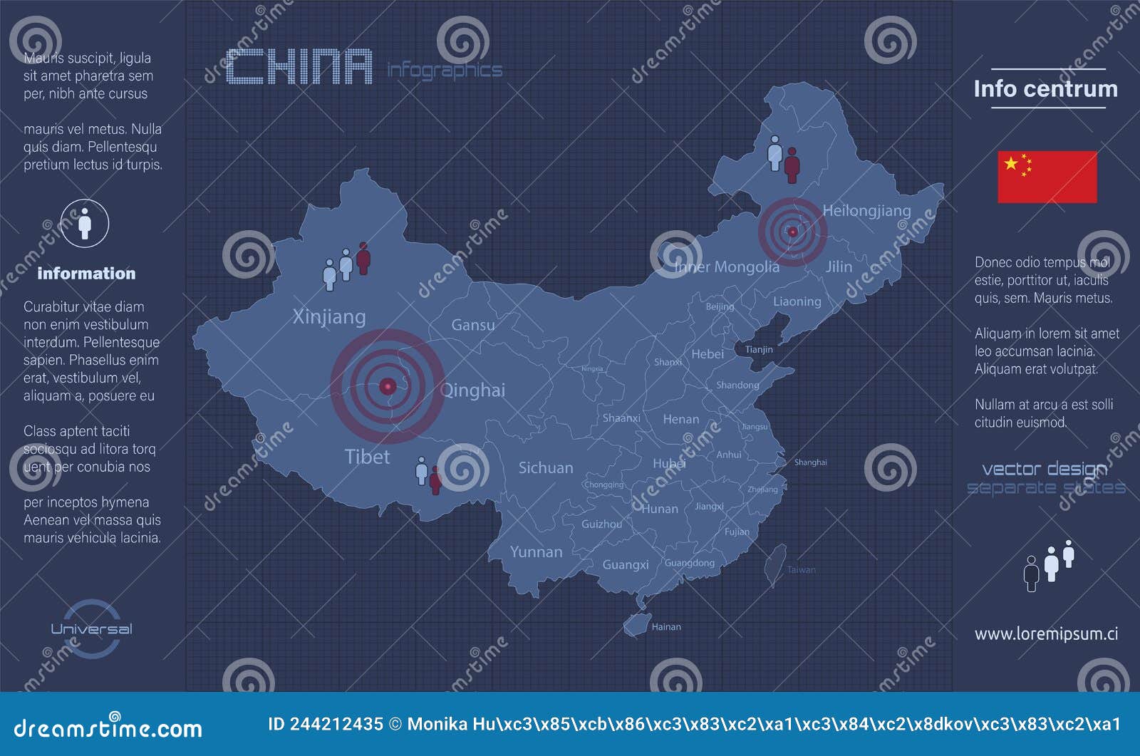 China Map Infographics Vector Template With Regions And Pointer Marks ...