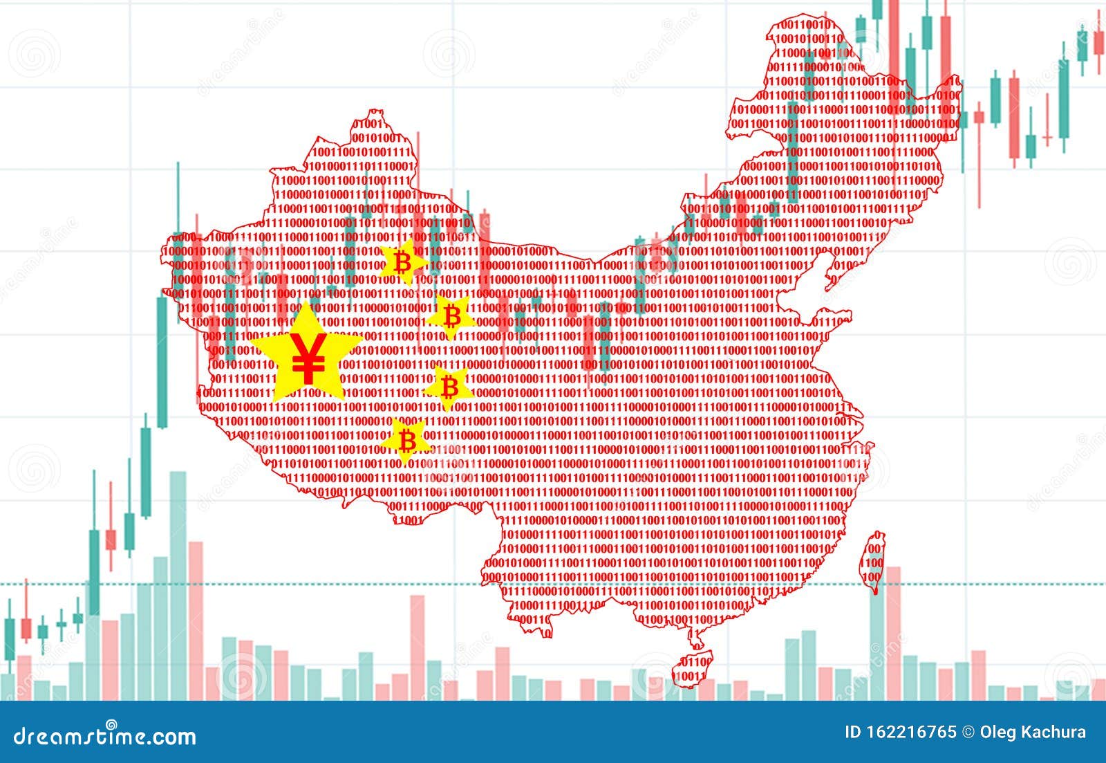 China Map Silhouette Made Of Binary Code Against The Background Of The ...